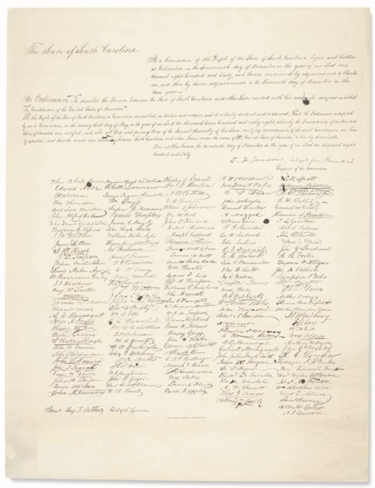 CIVIL WAR – SOUTH CAROLINA ACT OF SECESSION. The State of South ...