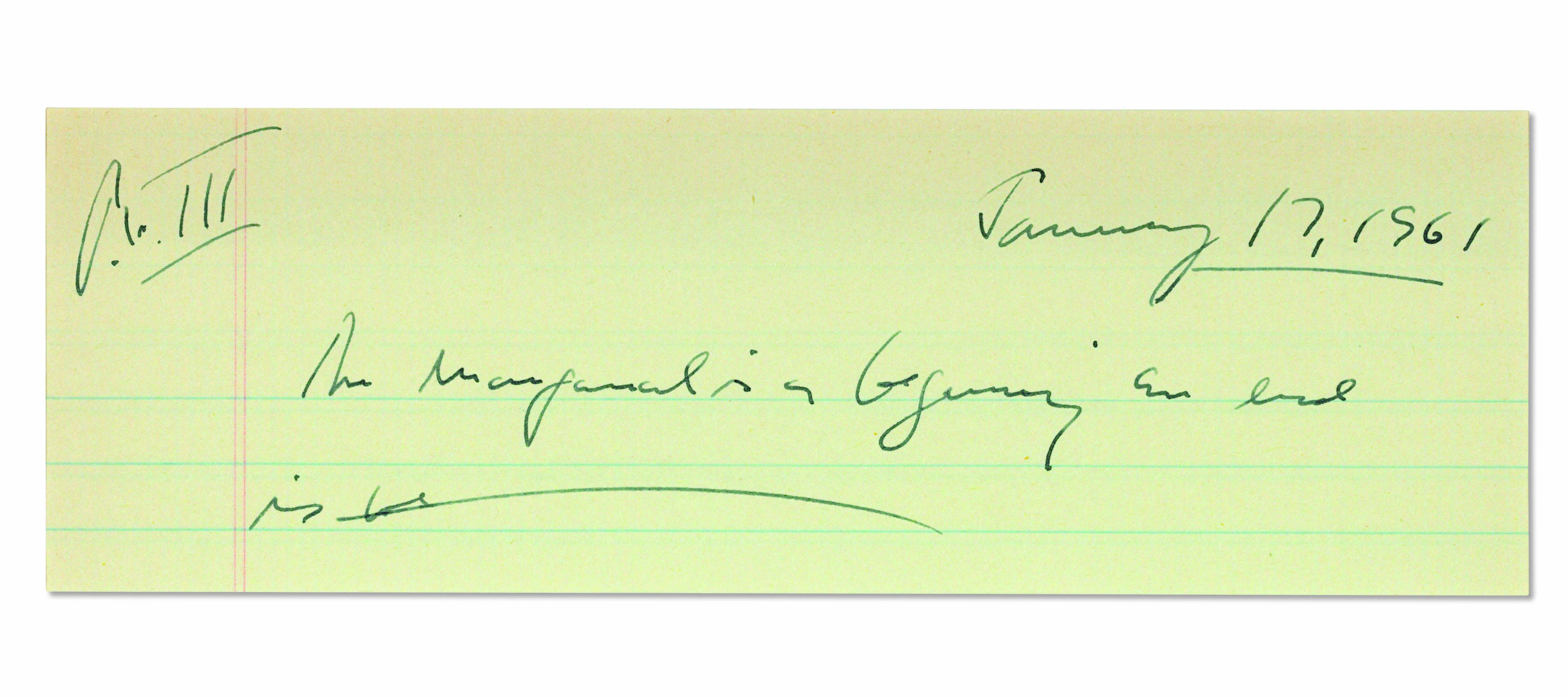 KENNEDY, John Fitzgerald (1917-1963). Autograph manuscript [aboard the ...