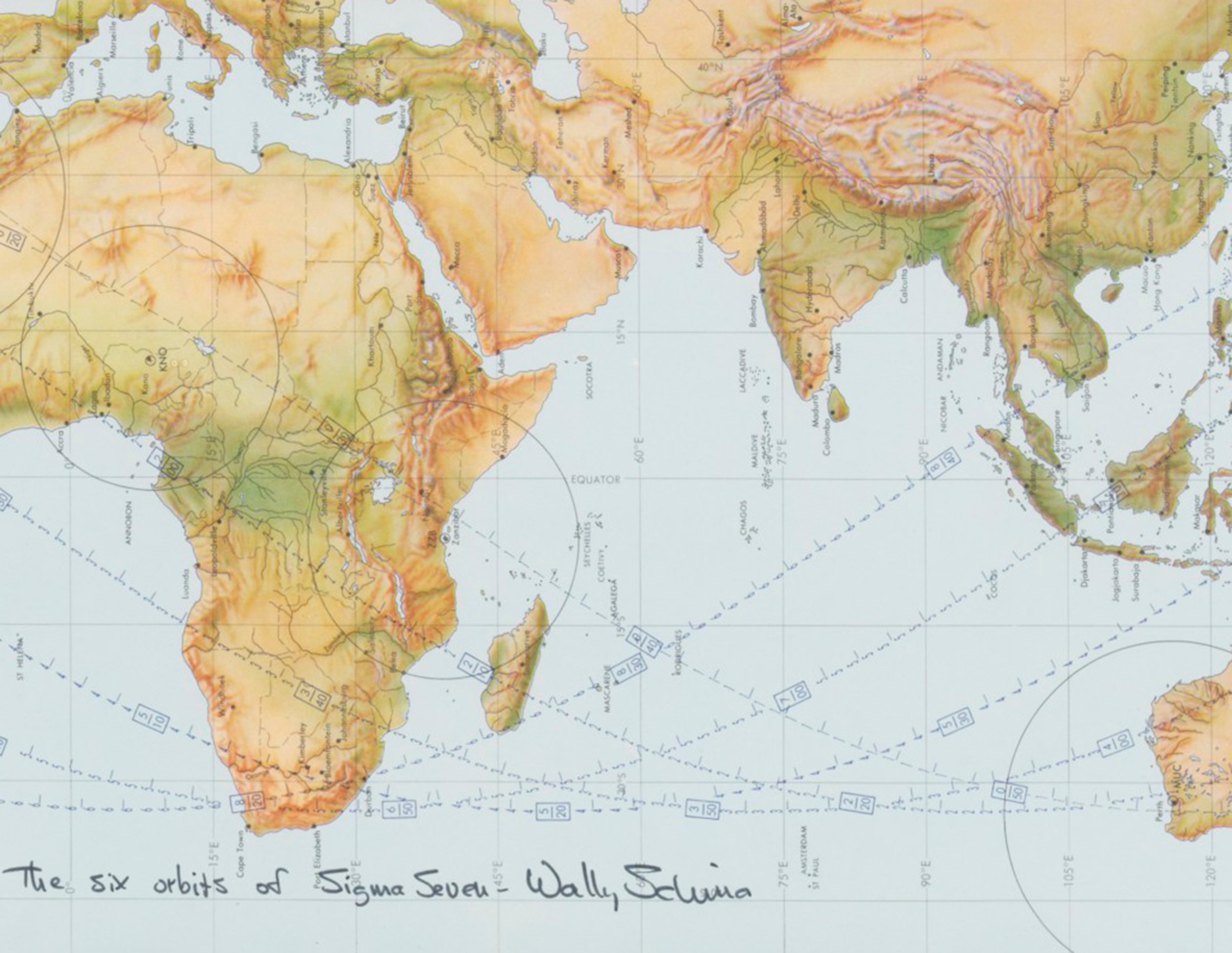 SIGMA 7 ORBITAL CHART – Mercury Orbit Chart MOC-4. USAF Aeronautical ...