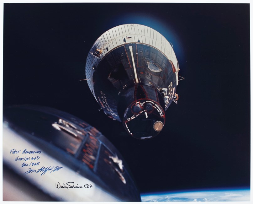 ORBITAL RENDEZVOUS – Photograph signed by Tom STAFFORD and Wally SCHIRRA.