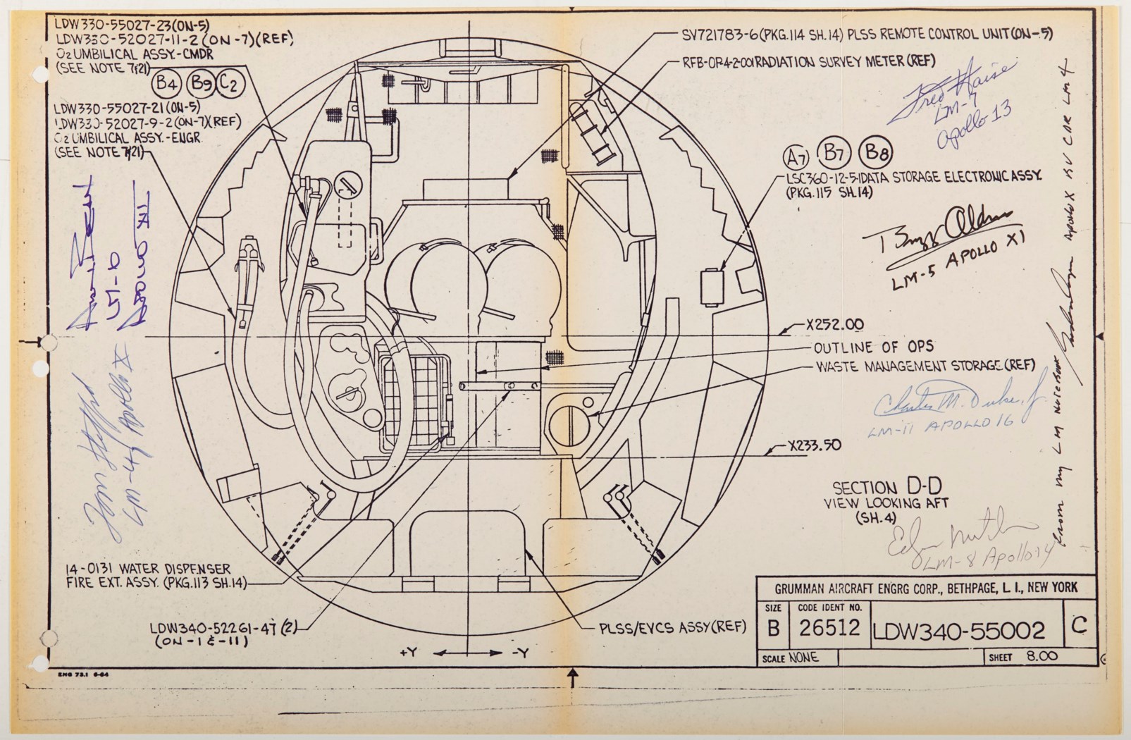 LUNAR MODULE BLUEPRINT – Lunar Module Blueprint LDW340-55002. Section D ...