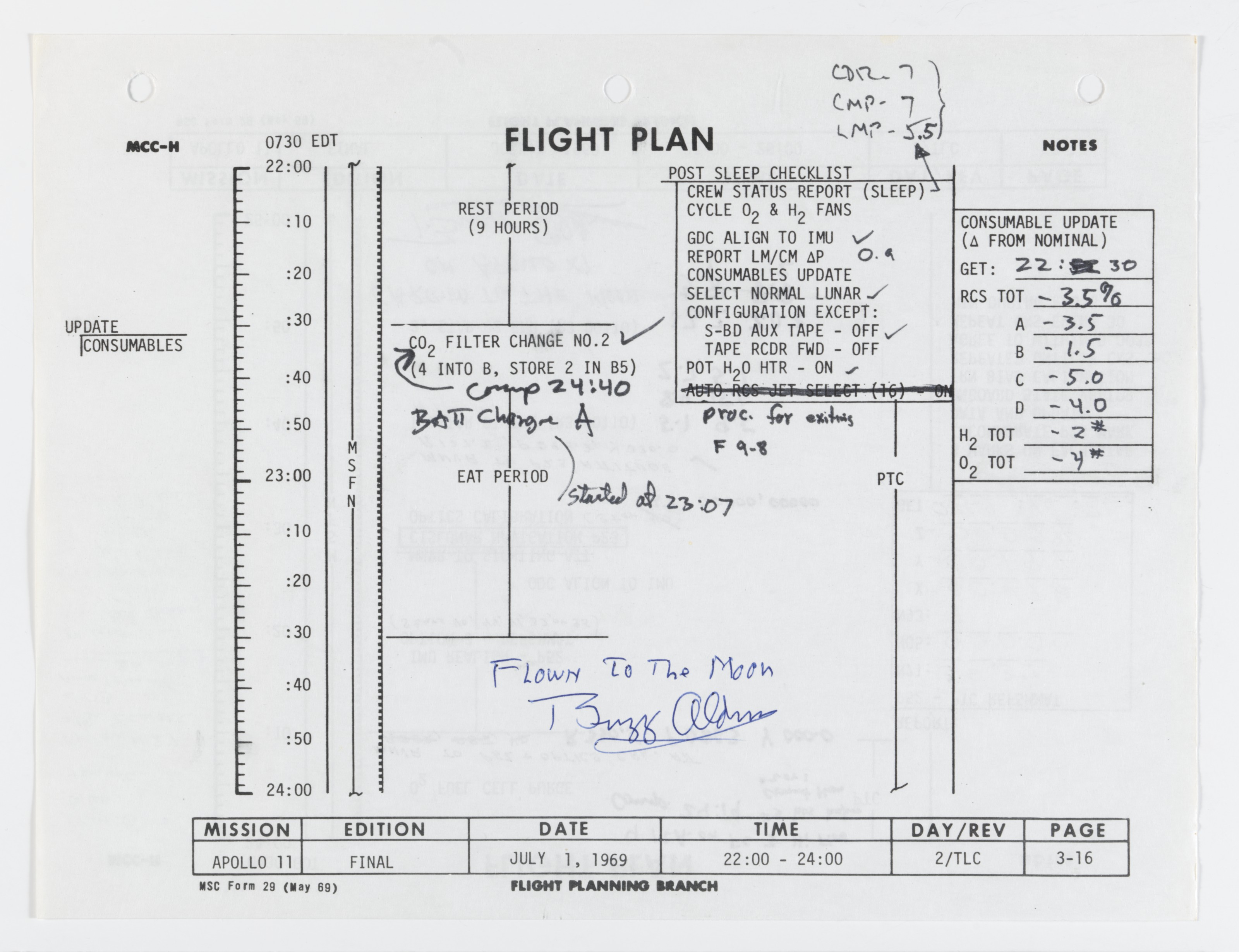 Apollo 11 Flight Plan Nasa