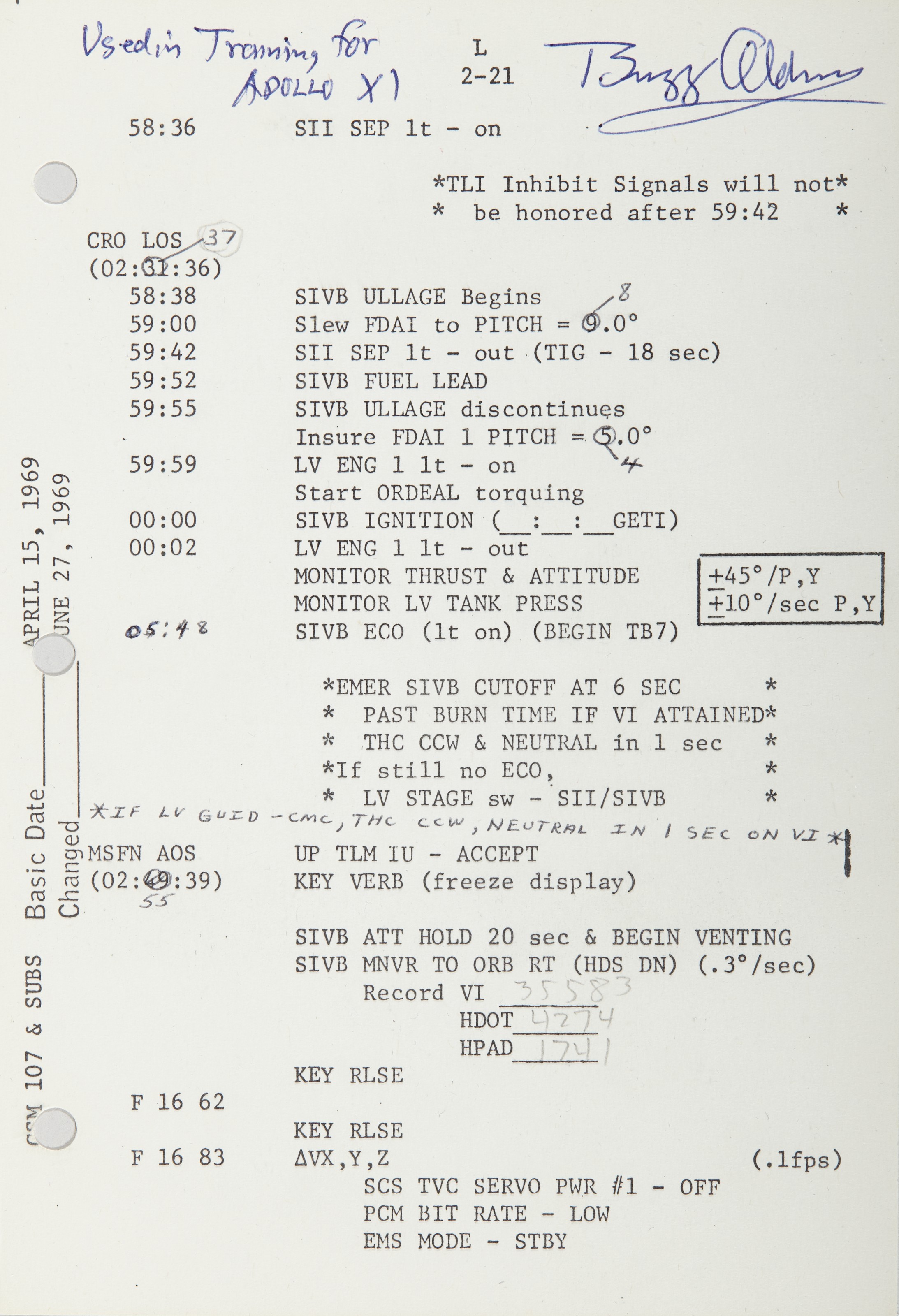 apollo launch checklist