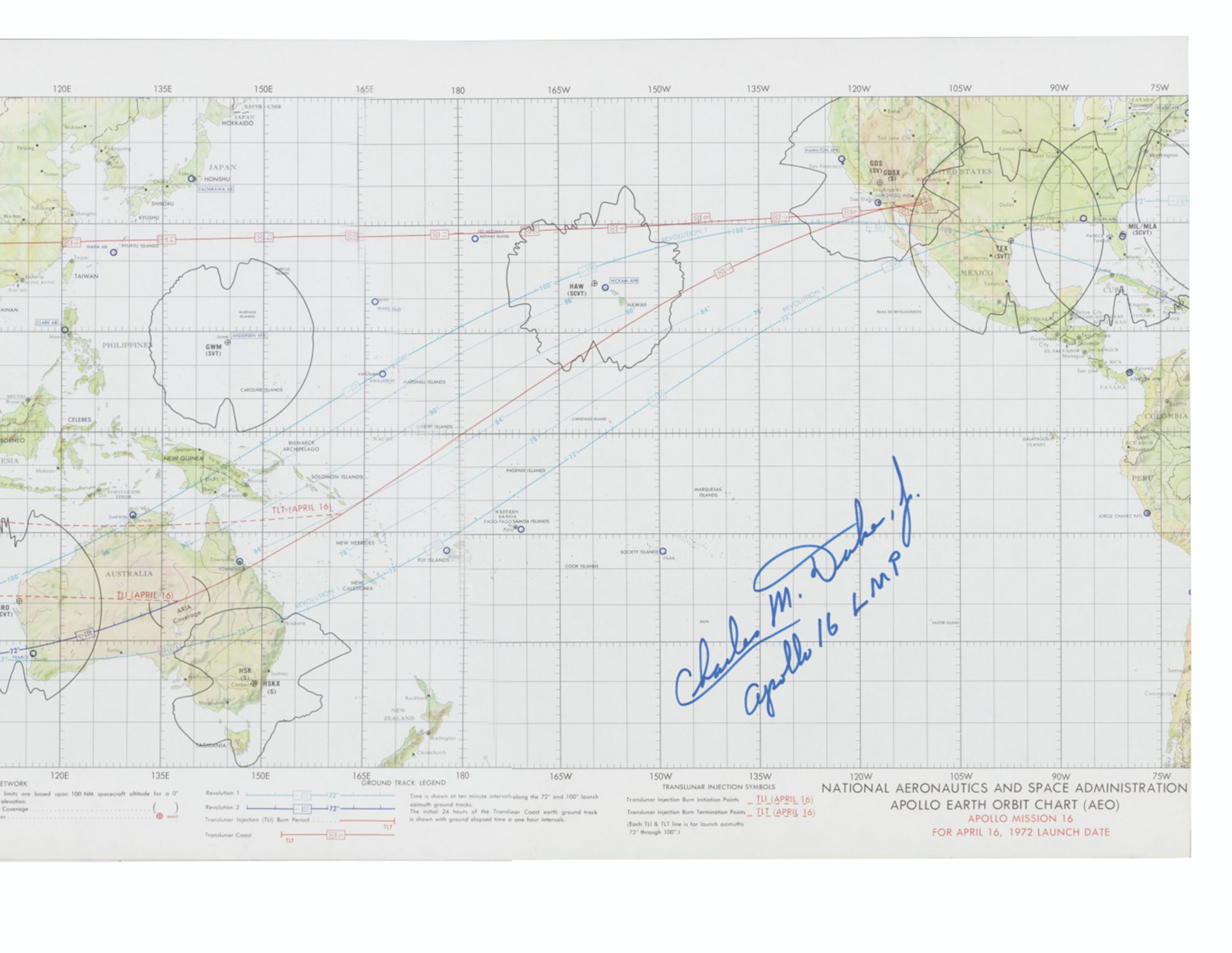 APOLLO 16 ORBIT CHARTS – Apollo Earth Orbit Chart (AEO), Apollo 16 ...