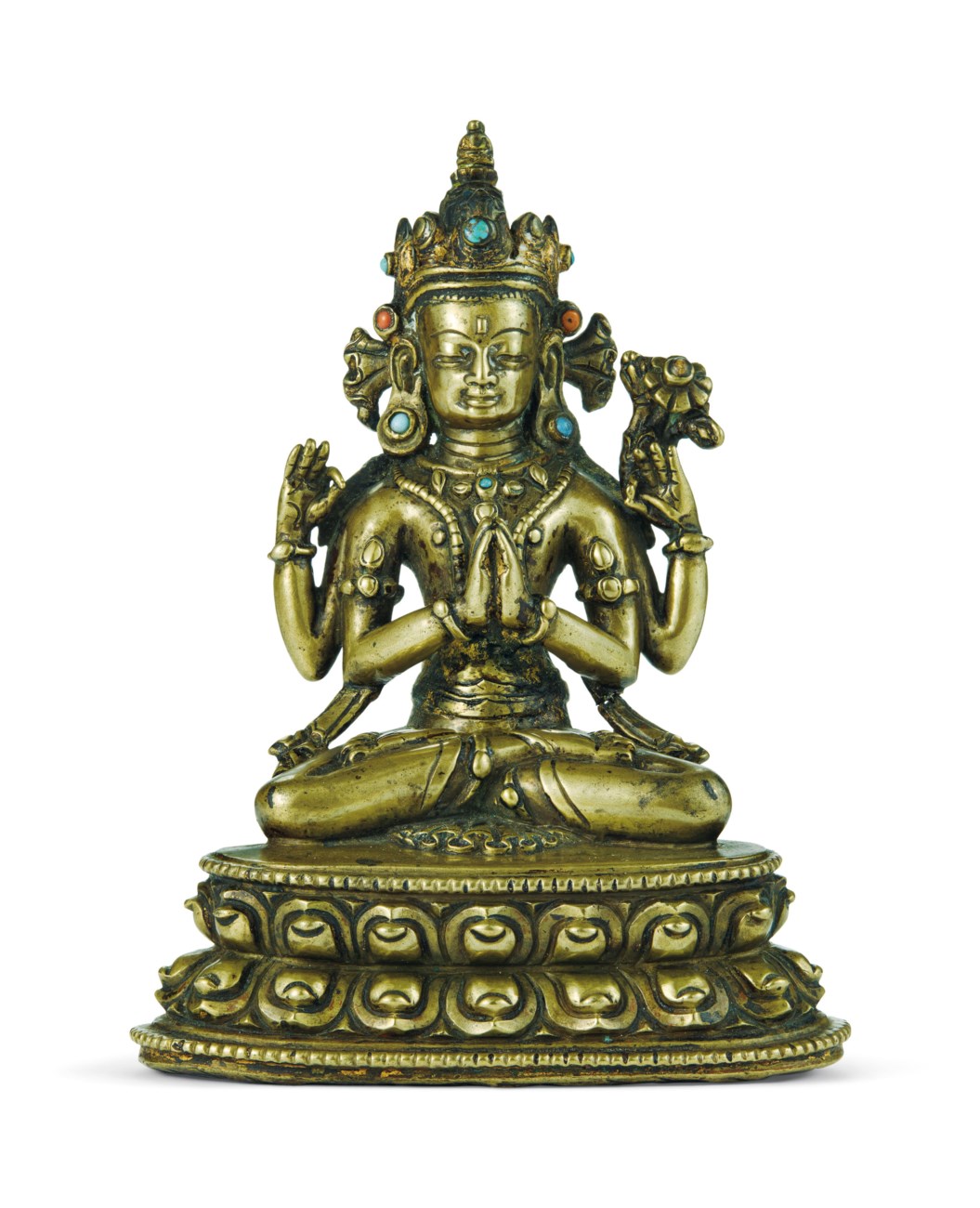 A BRONZE FIGURE OF SHADAKSHARI LOKESHVARA, TIBET, 14TH-15TH CENTURY ...