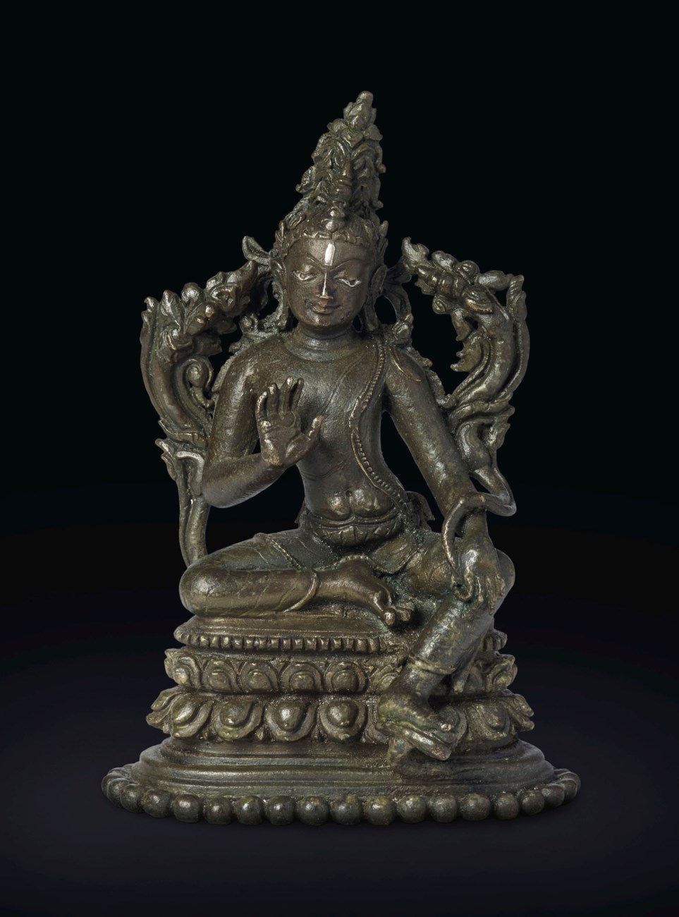 A SILVER-INLAID BRONZE FIGURE OF MAITREYA, NORTHEASTERN INDIA, PALA ...