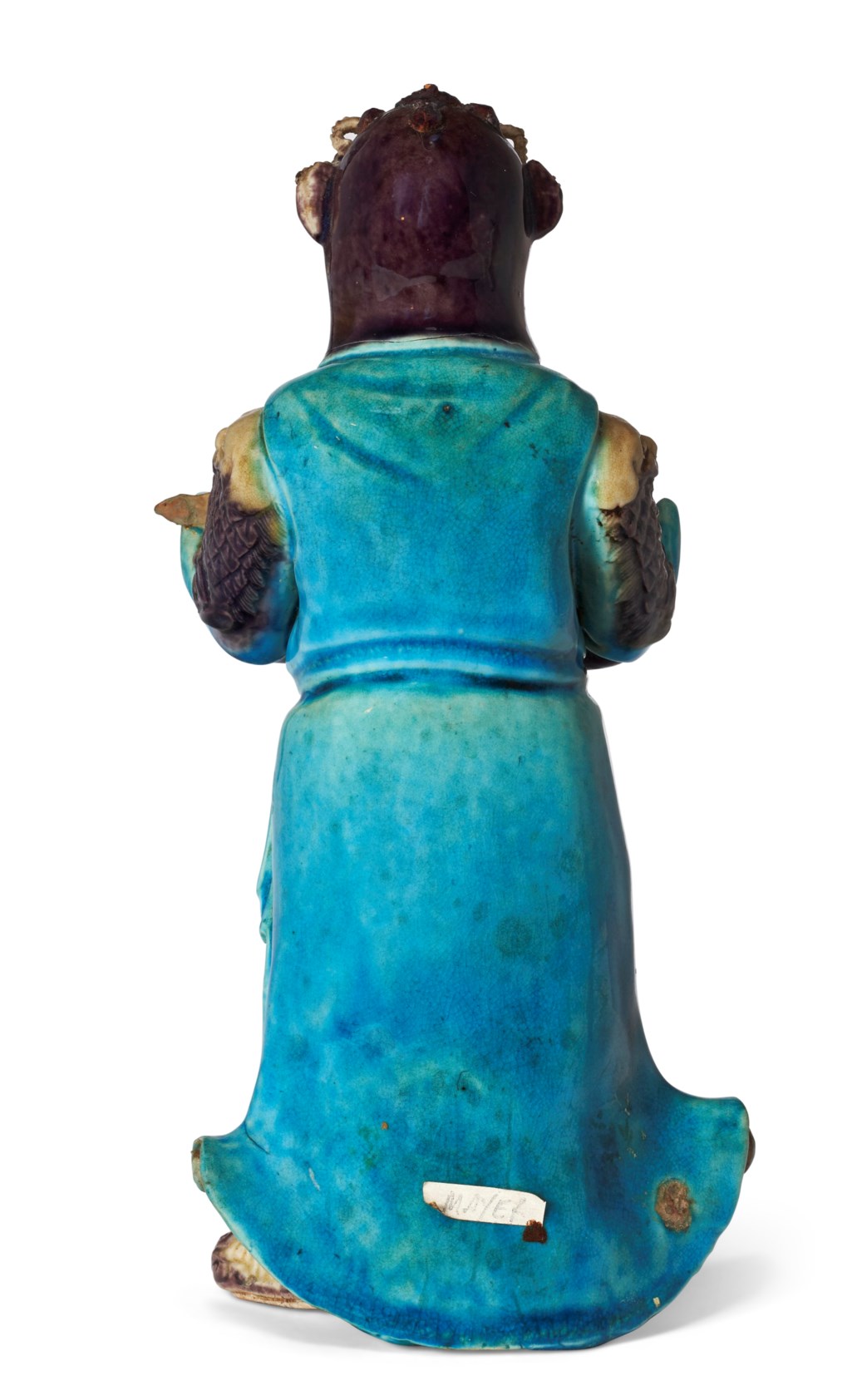 A GLAZED CERAMIC STANDING FIGURE OF WEITUO, QING DYNASTY (1644-1911 ...