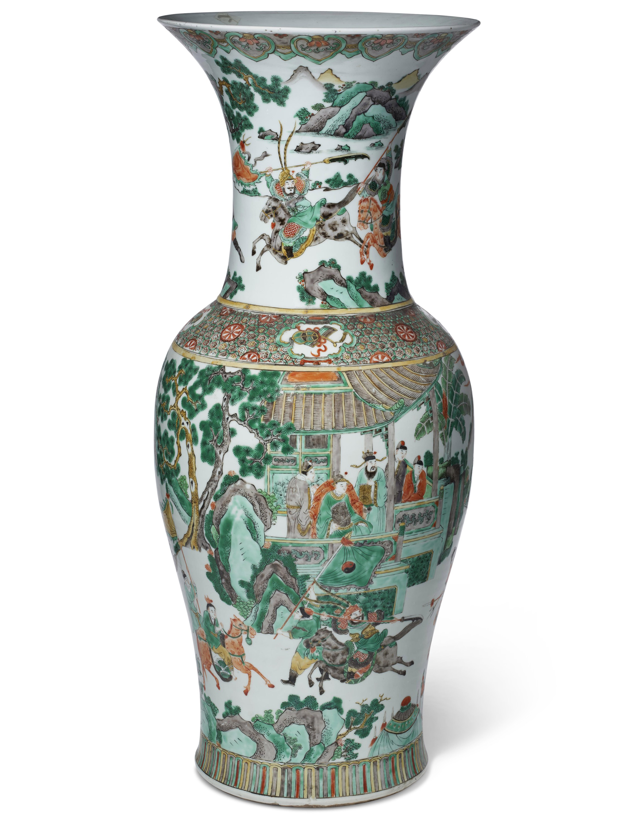 A LARGE FAMILLE VERTE 'PHOENIX-TAIL' VASE, LATE 19TH-EARLY 20TH CENTURY ...