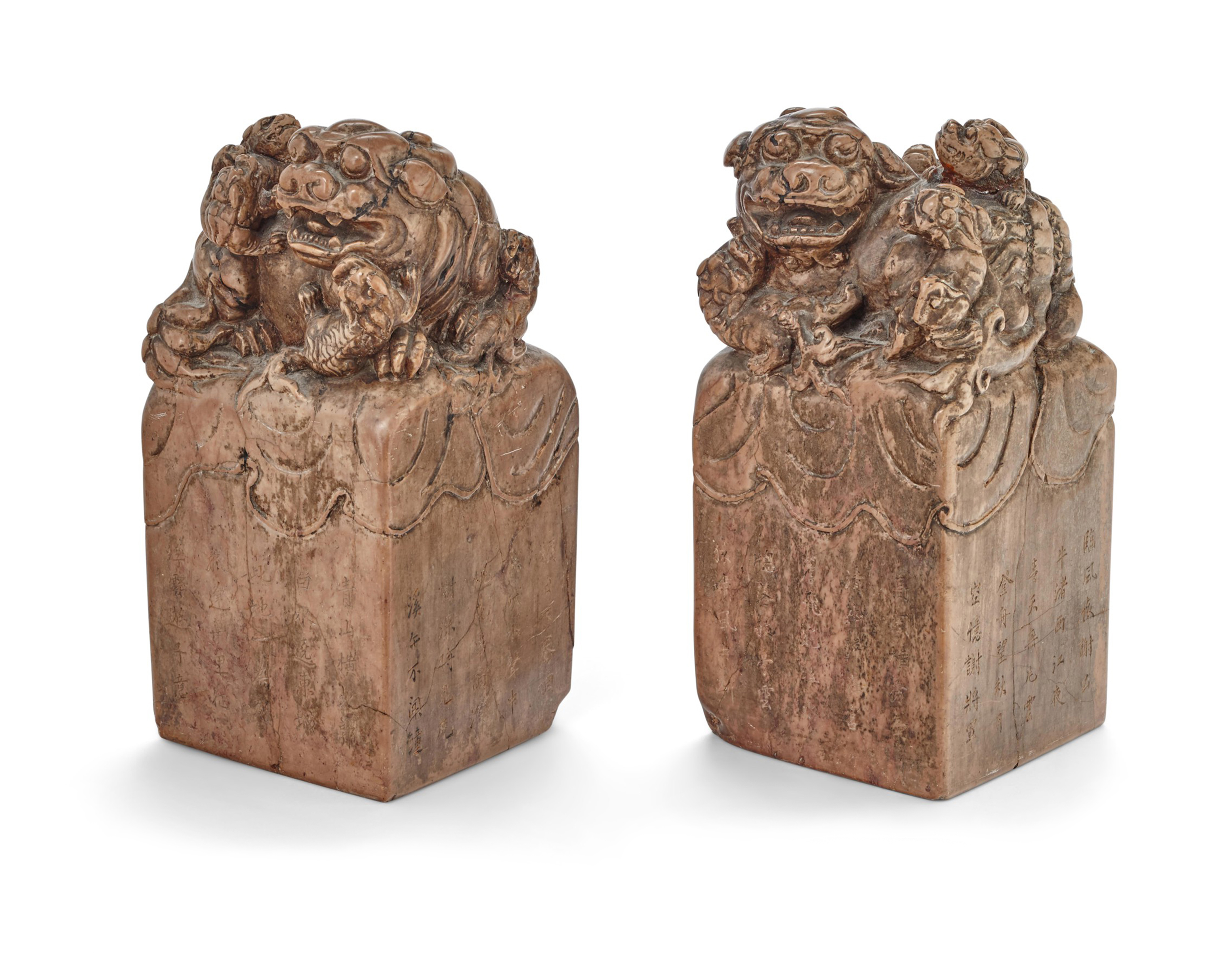 A PAIR OF LARGE SOAPSTONE SEALS, 20TH CENTURY | Christie’s