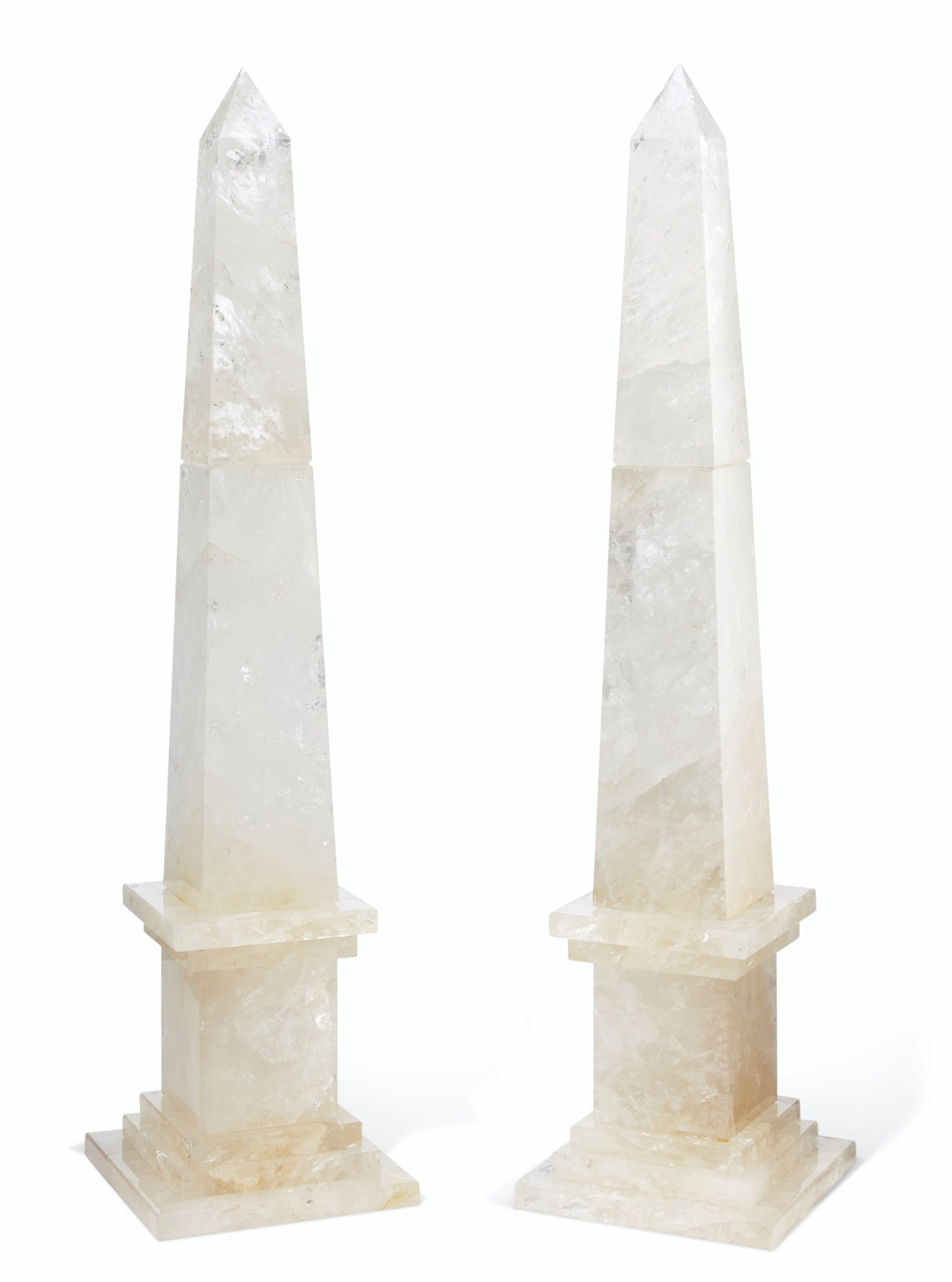 A PAIR OF ROCK CRYSTAL OBELISKS, 20TH CENTURY | Christie's