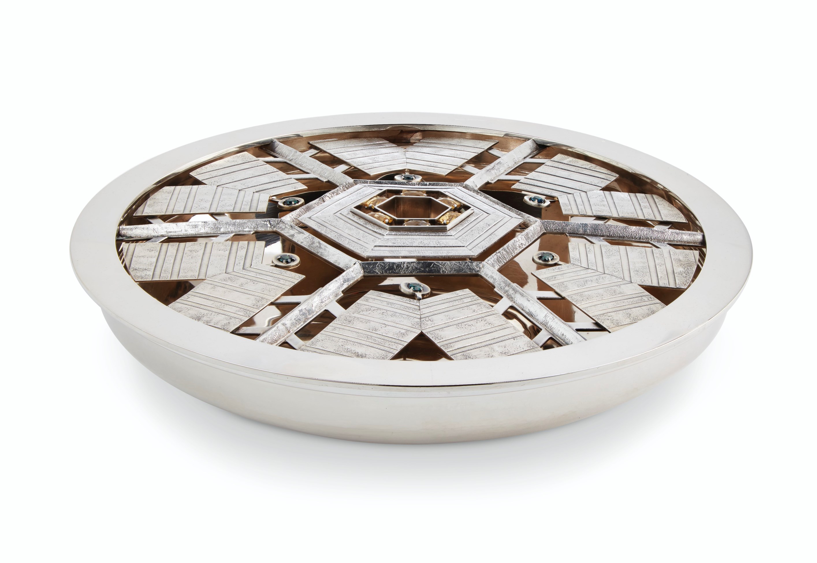 AN ELIZABETH II GEM-MOUNTED SILVER ROSE BOWL, GERALD BENNEY, LONDON ...