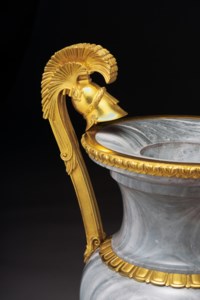 A RUSSIAN ORMOLU-MOUNTED VEINED GREY HARDSTONE VASE, THE BRONZES ...