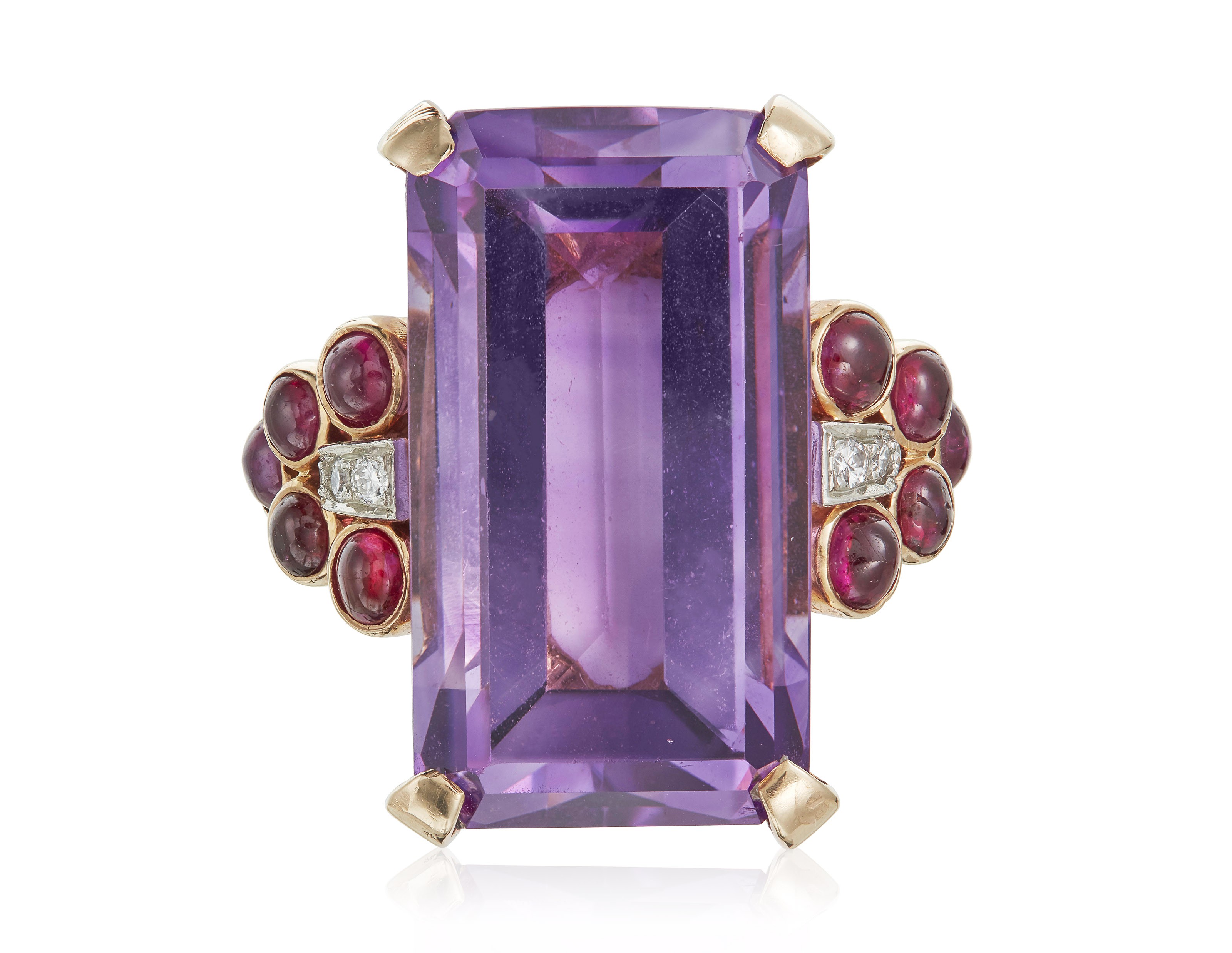 RETRO AMETHYST, RUBY AND DIAMOND RING, | Christie’s