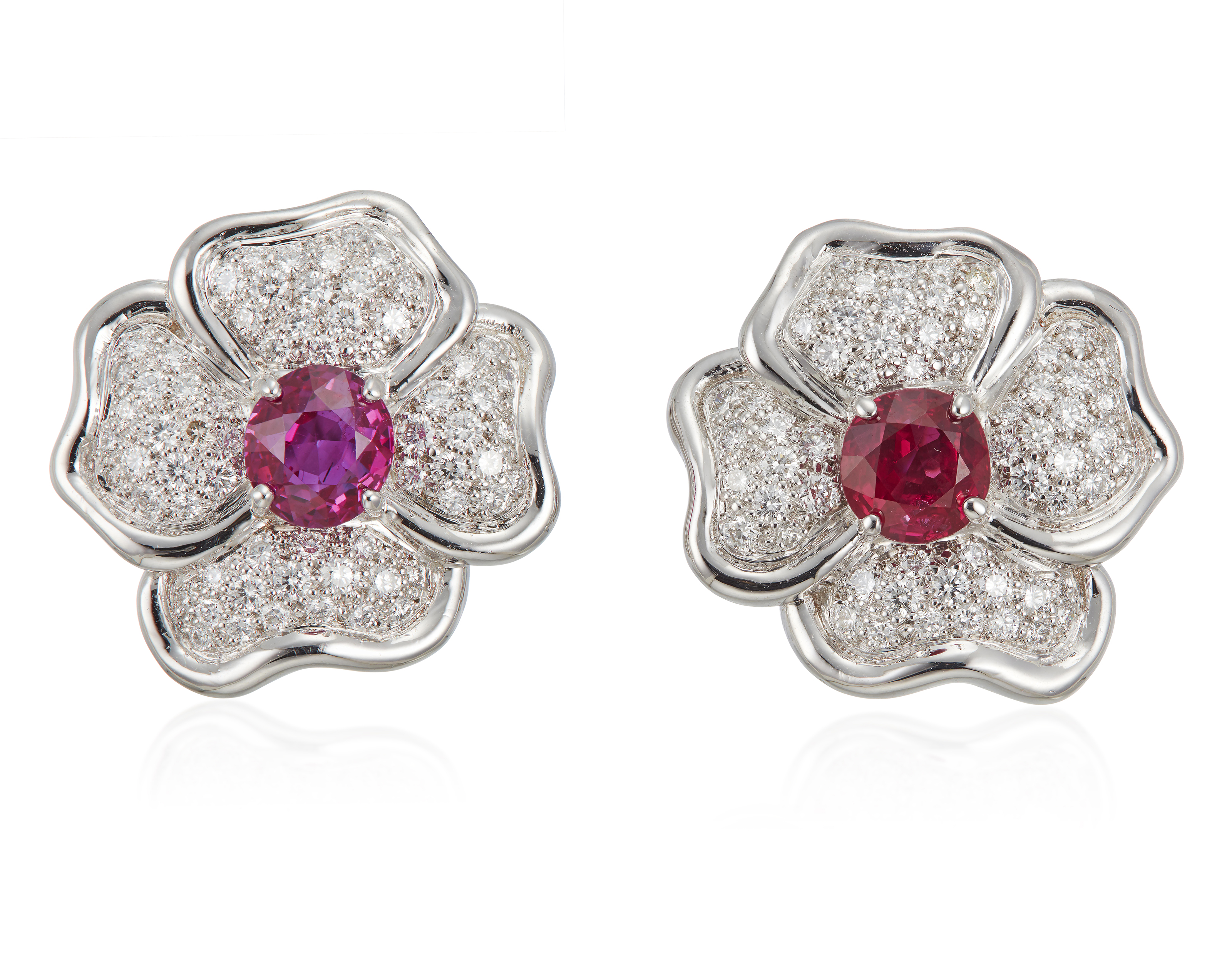 RUBY AND DIAMOND FLOWER EARRINGS WITH AGL REPORTS, | Christie’s