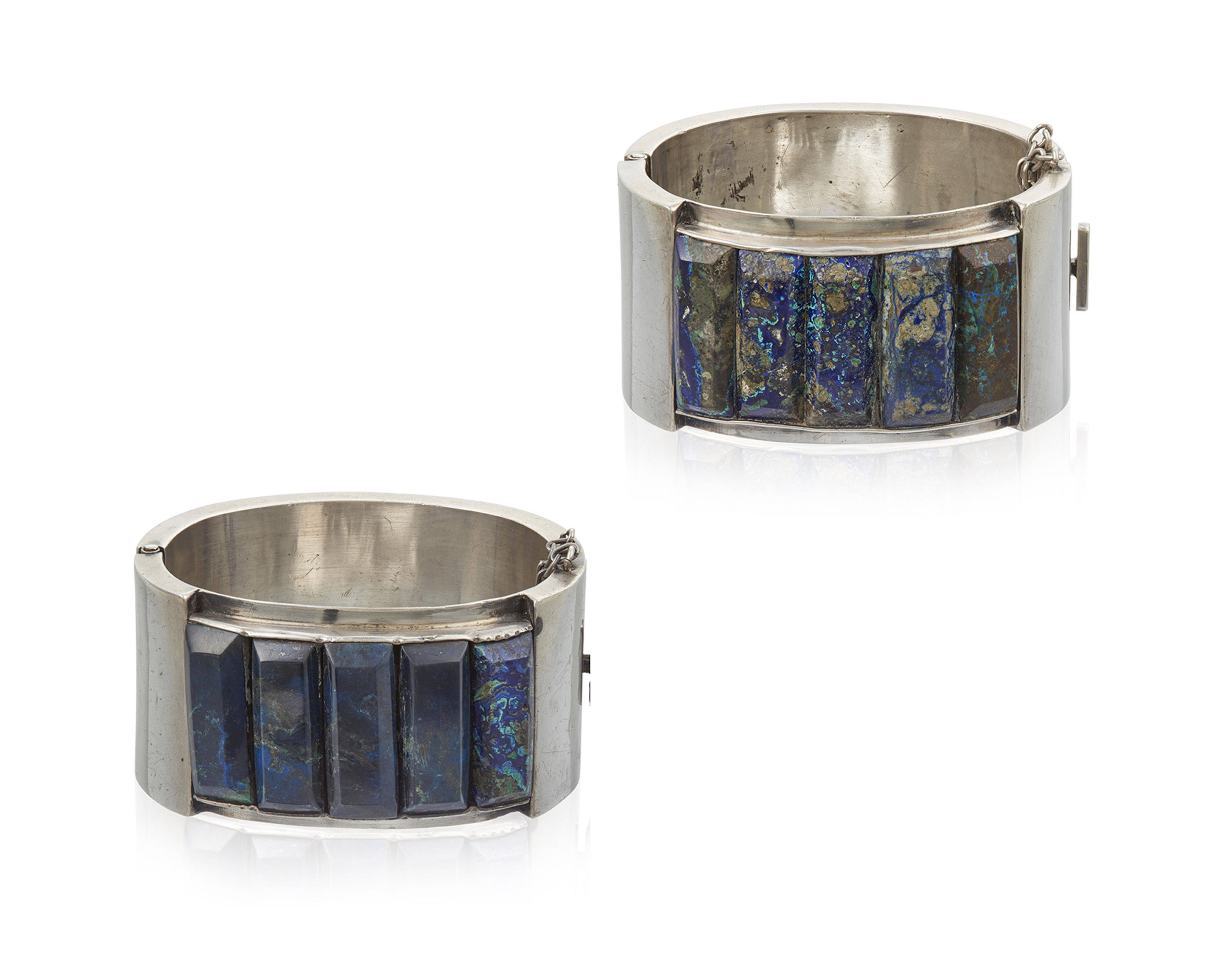 ANTONIO PINEDA PAIR OF AZURMALACHITE AND SILVER CUFF BRACELETS ...