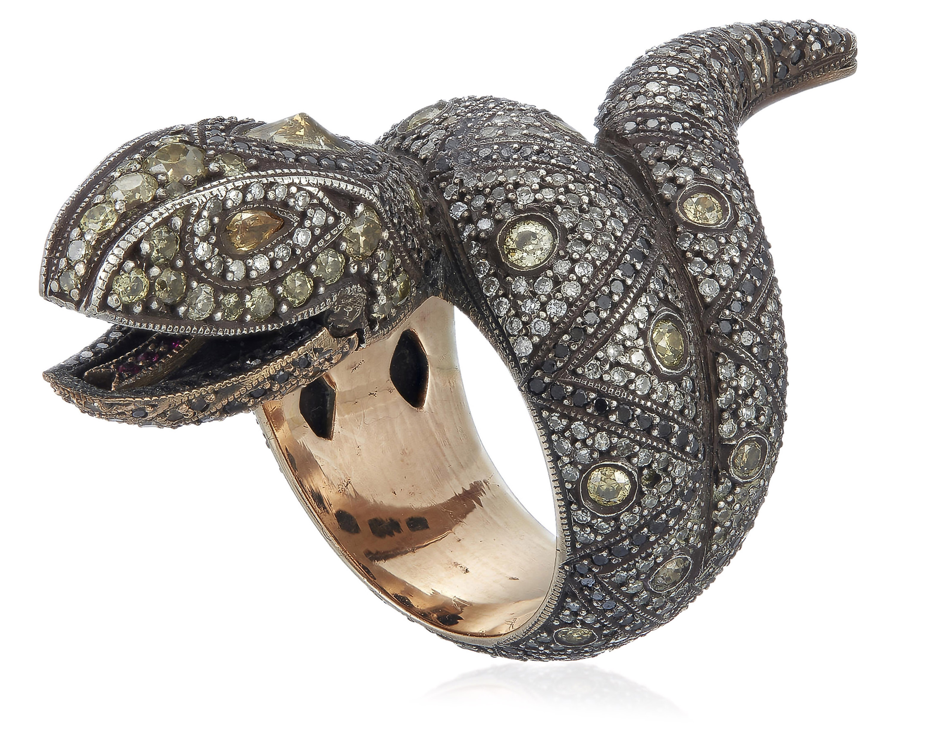 DIAMOND AND COLORED DIAMOND SNAKE RING, | Christie’s
