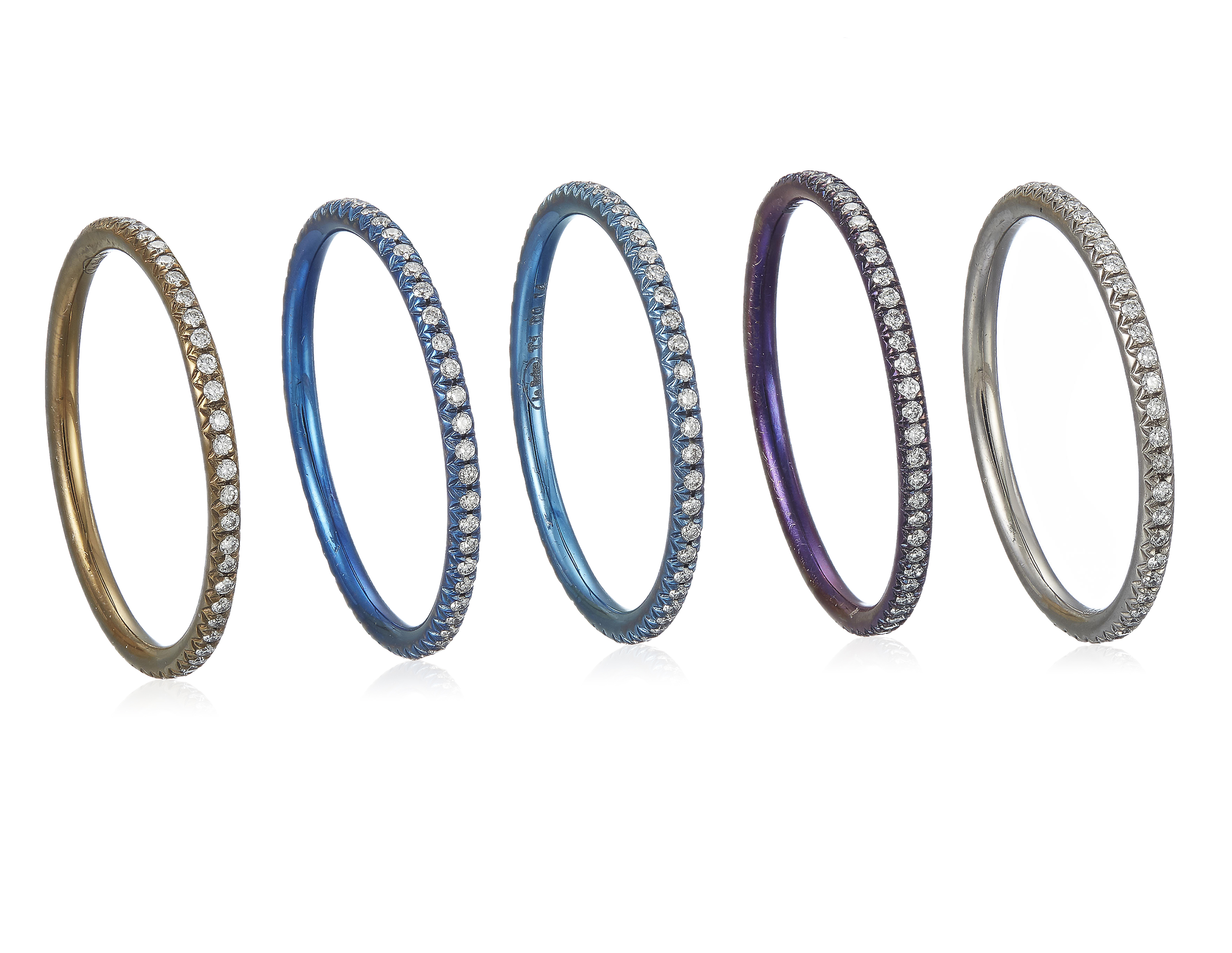 GROUP OF MULTI-COLORED TITANIUM AND DIAMOND RINGS, | Christie’s