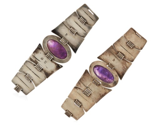 FRED DAVIS PAIR OF AMETHYST AND SILVER BRACELETS, | Christie’s