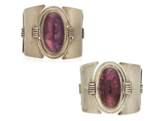 FRED DAVIS PAIR OF AMETHYST AND SILVER BRACELETS, | Christie’s