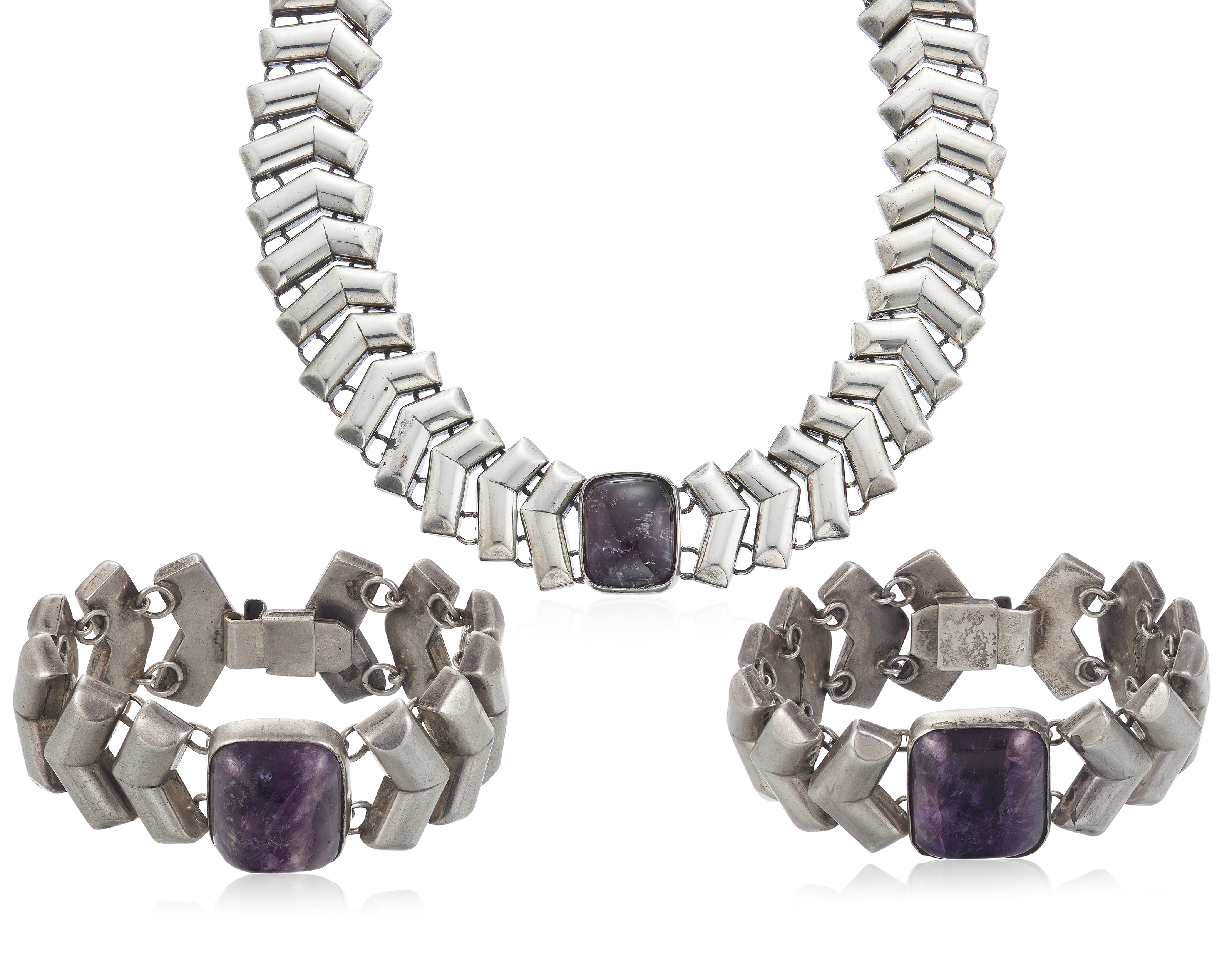FRED DAVIS SET OF AMETHYST AND SILVER JEWELRY, | Christie’s