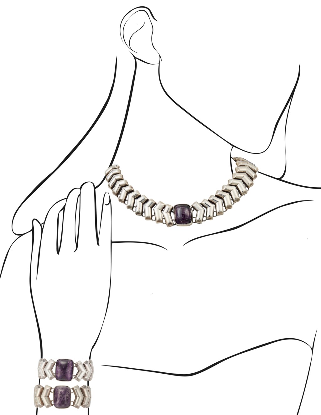 FRED DAVIS SET OF AMETHYST AND SILVER JEWELRY, | Christie’s