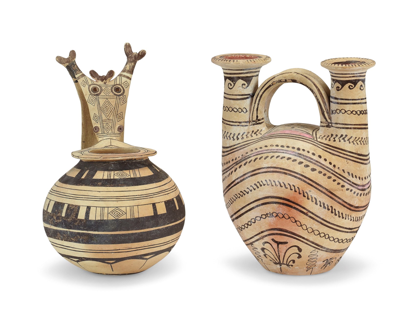 TWO DAUNIAN POTTERY VESSELS, CIRCA 6TH-3RD CENTURY B.C. | Christie's