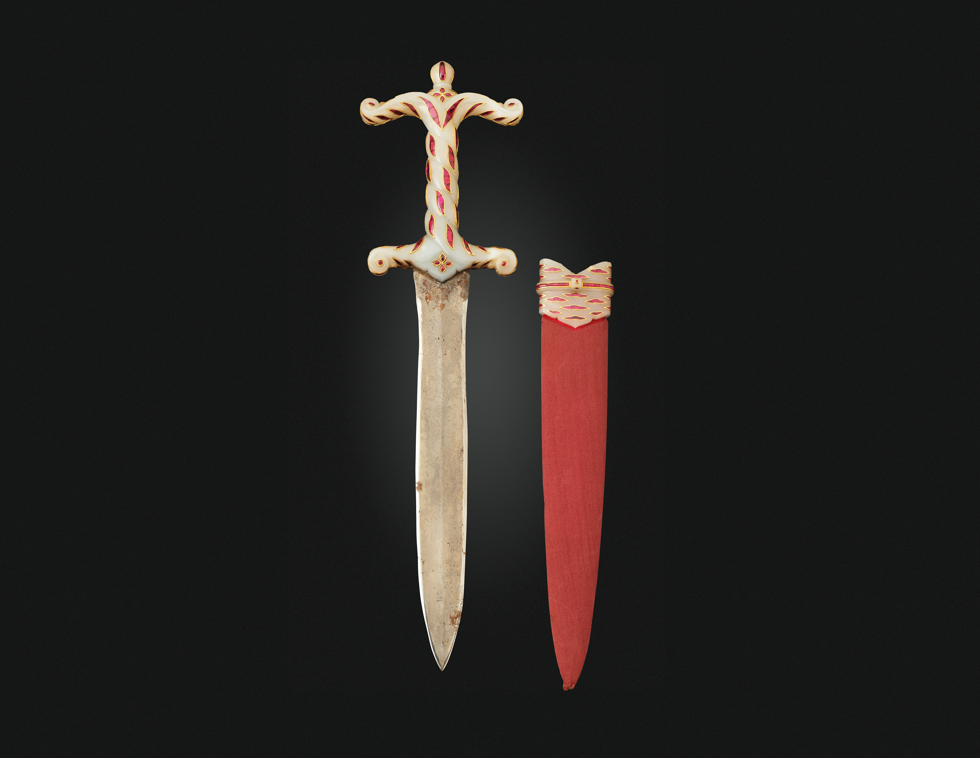 A SERPENTINE AND ROCK-CRYSTAL HILTED SWORD, NORTH INDIA, HILT PROBABLY ...