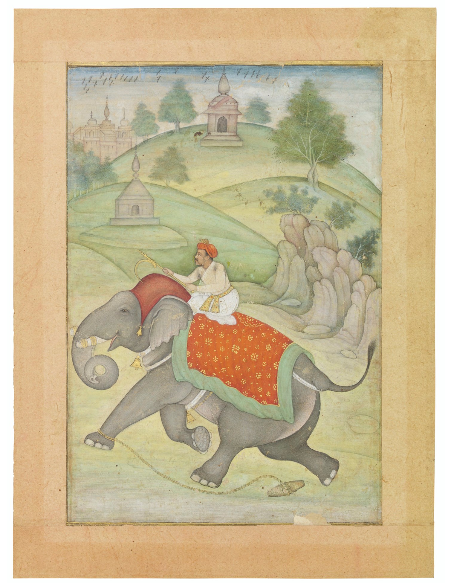 PRINCE SALIM RIDING AN ESCAPED ELEPHANT, MUGHAL INDIA, PROBABLY ...