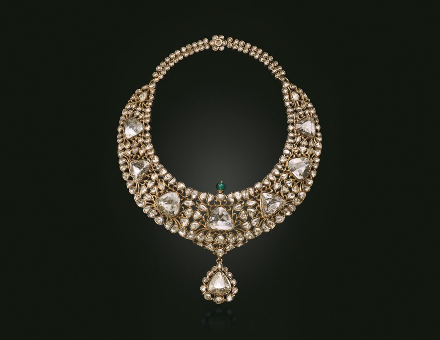 'THE NIZAM OF HYDERABAD NECKLACE'AN ANTIQUE DIAMOND, EMERALD AND ENAMEL ...