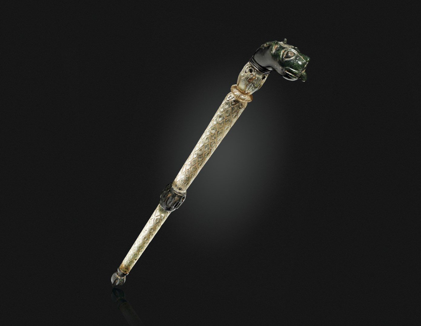 A JADE AND ROCK-CRYSTAL CEREMONIAL STAFF, INDIA, 18TH-19TH CENTURY ...