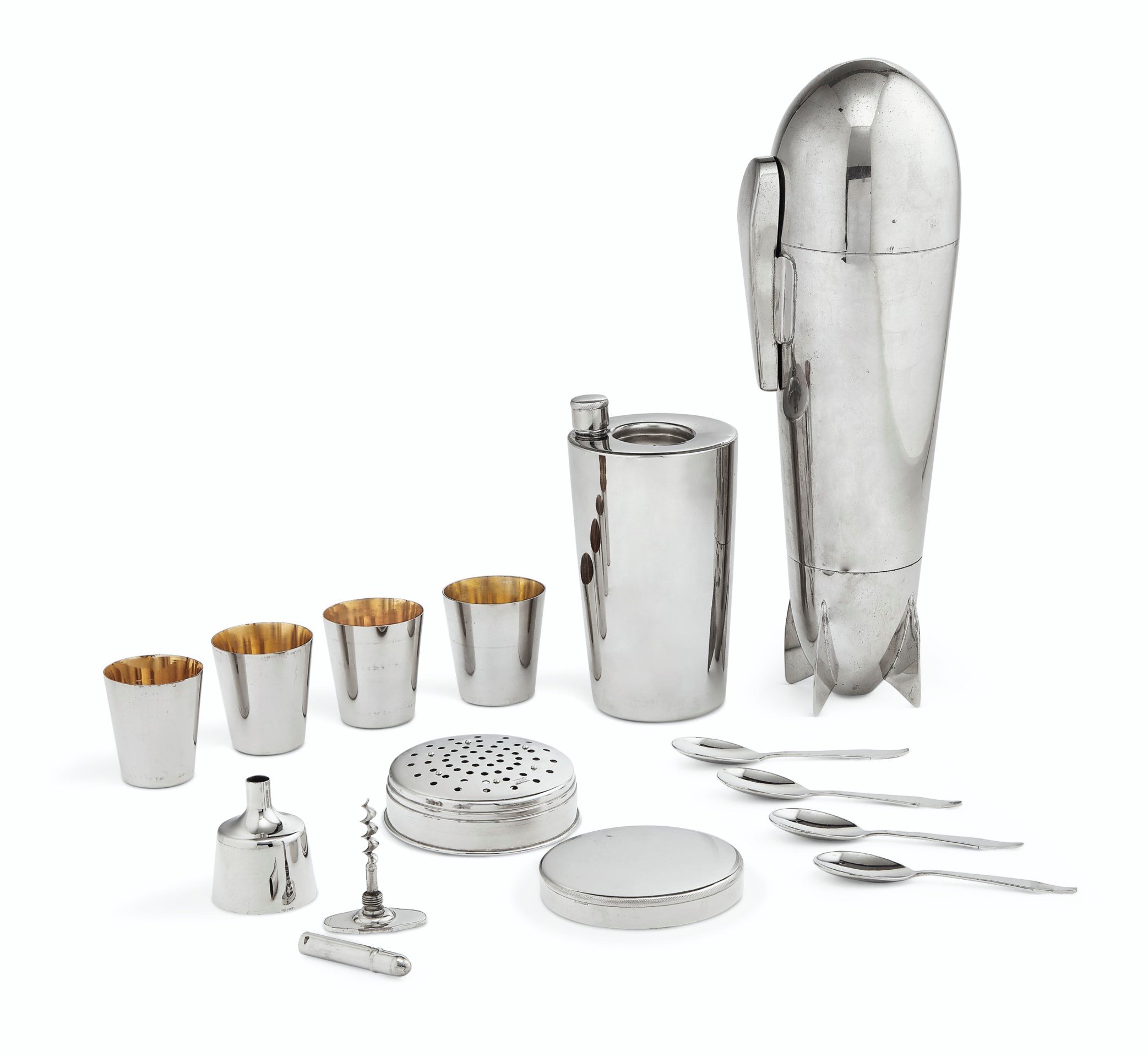 A GERMAN SILVER-PLATED 'ZEPPELIN' COCKTAIL SHAKER, DESIGNED BY J.A ...