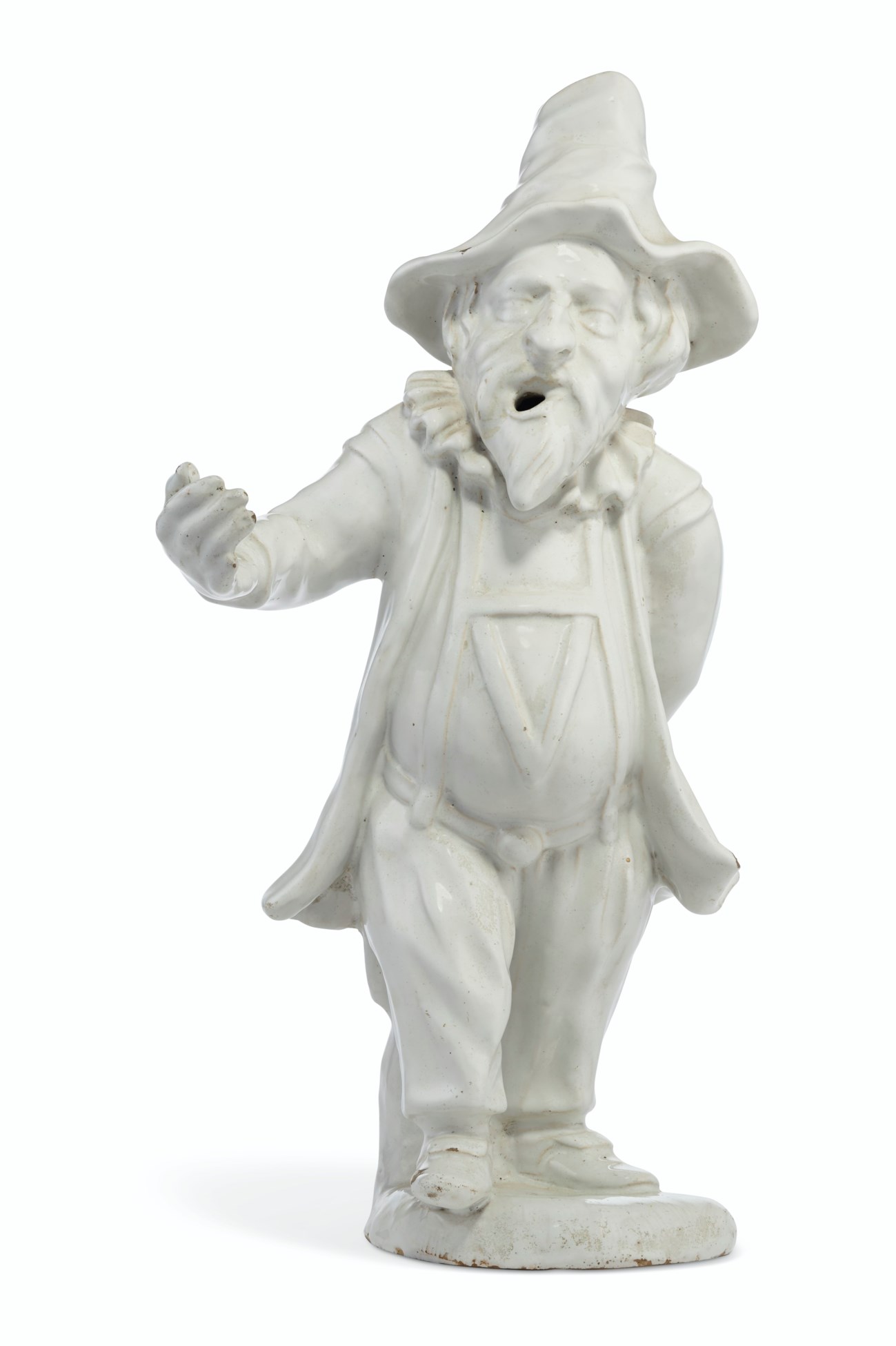 A GERMAN WHITE FAIENCE FIGURE OF 'HANSWURST', CIRCA 1750, PROBABLY ...