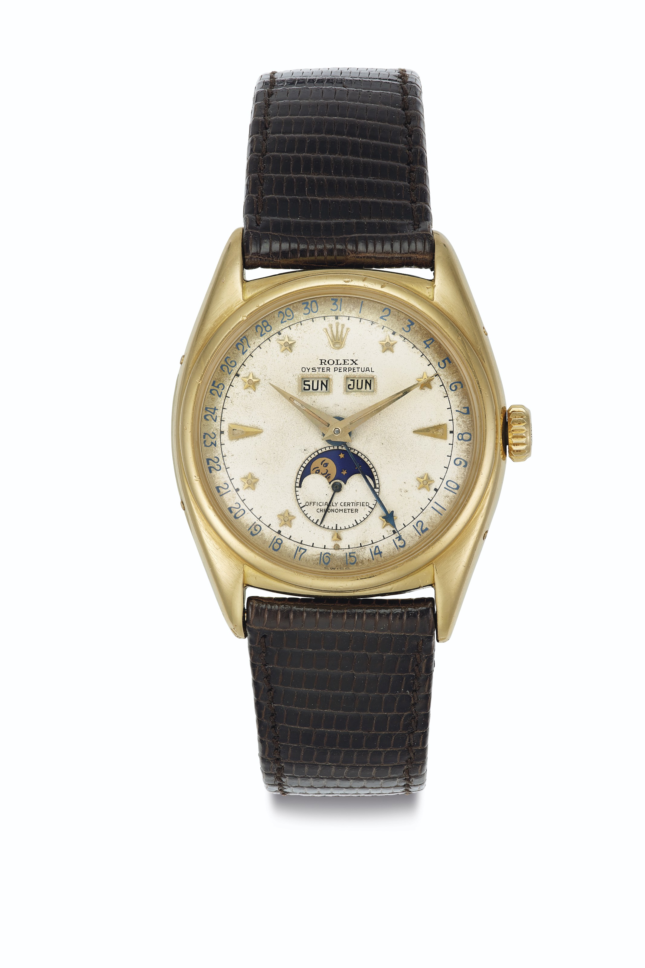 Rolex. An Extremely Fine and Very Early 18k Gold Automatic Triple ...