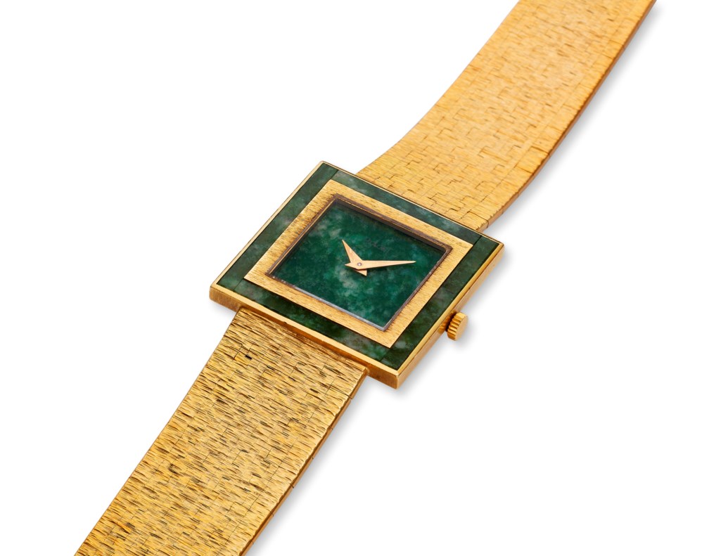PIAGET, LADIES' 18K SQUARE WATCH WITH JADE DIAL, REF. 9200 A 6 ...