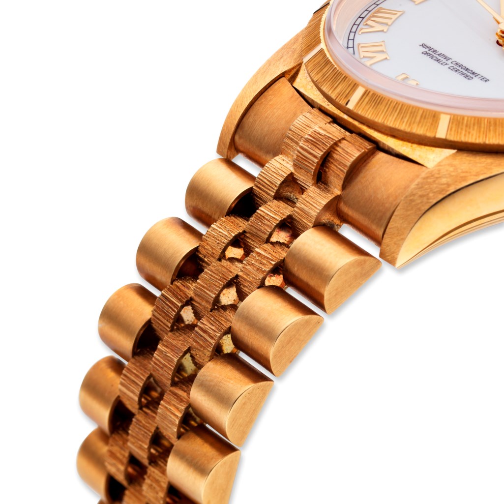ROLEX, 18K DATEJUST WITH BARK BEZEL AND BRACELET, REF. 16248, | Christie’s