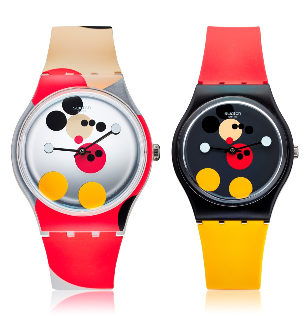 SWATCH X DAMIEN HIRST, SET OF TWO LIMITED EDITION MICKEY MOUSE WATCHES ...