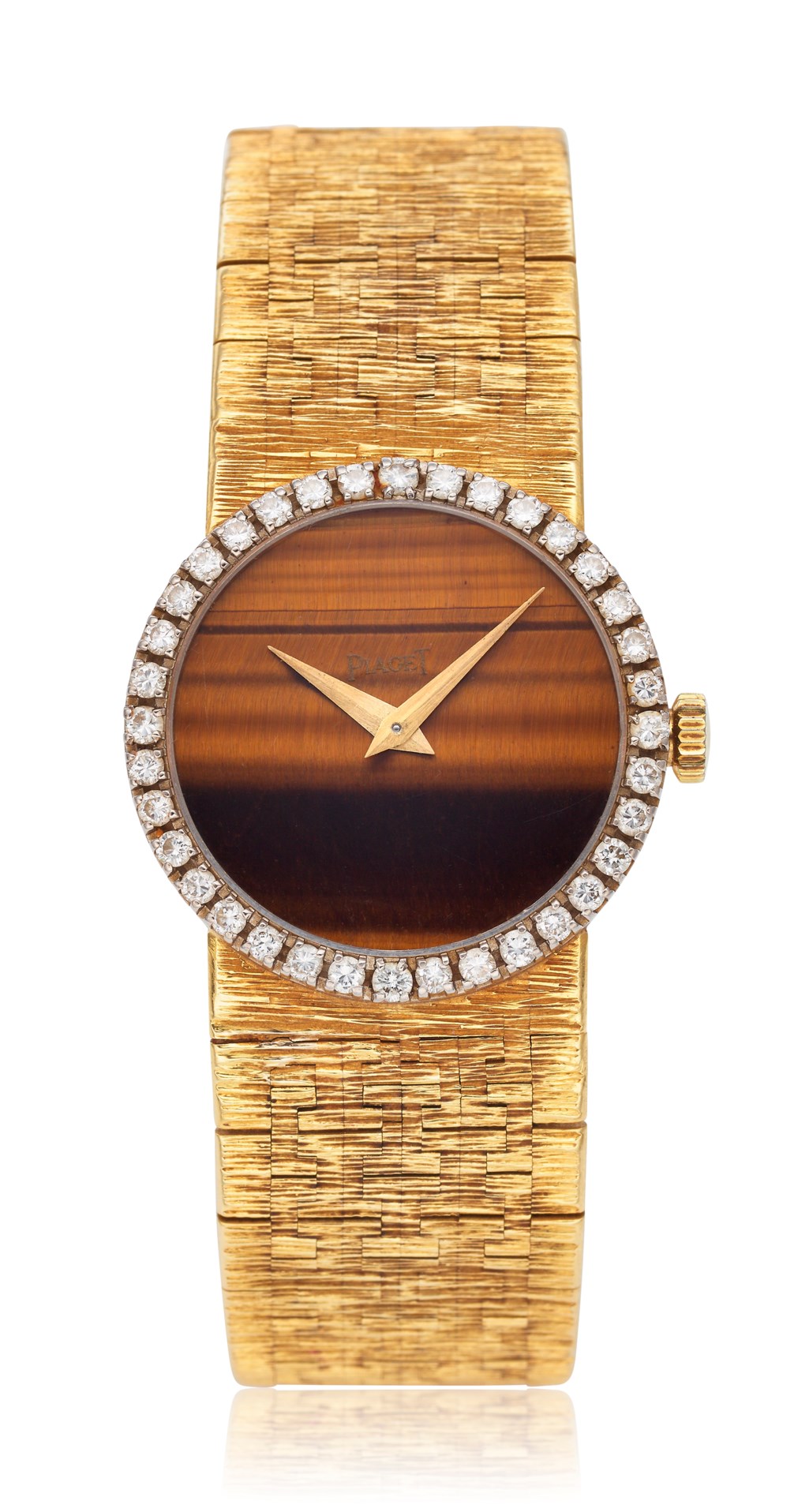 PIAGET, LADIES' 18K WITH DIAMOND BEZEL 'TIGER EYE', REF. 9706 A6 ...