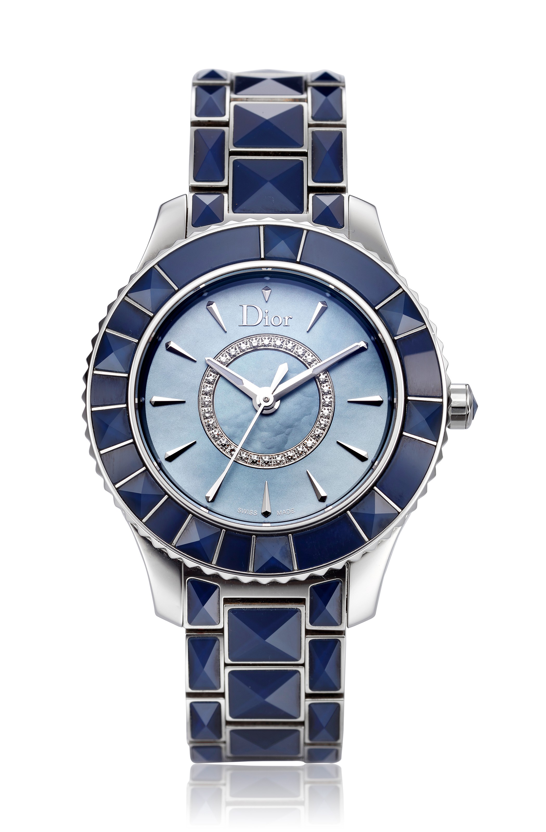 DIOR, LADIES' CHRISTAL BLUE 'SHELL' BRACELET WATCH, REF. CD143117 ...