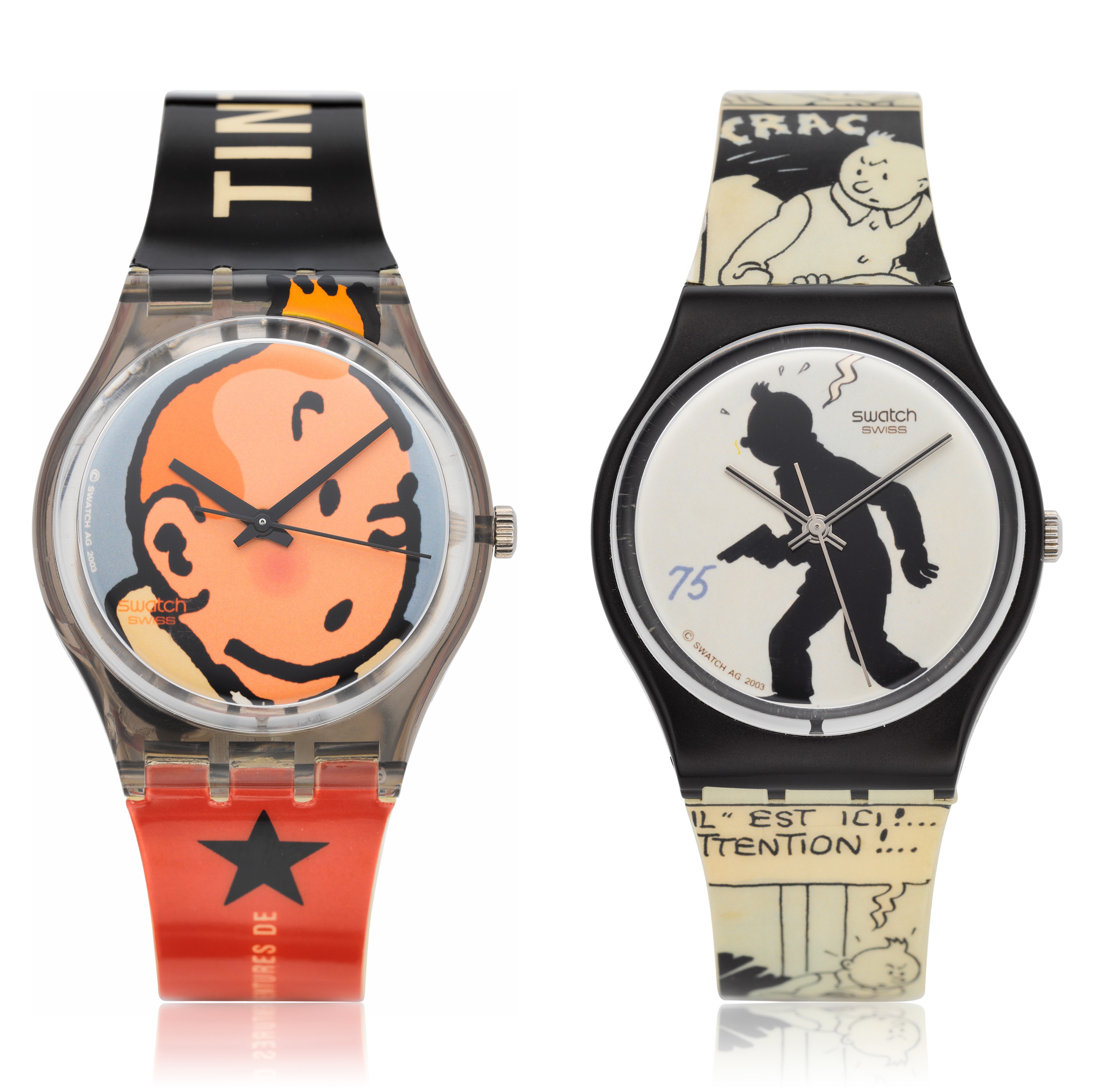 A SET OF TWO SWATCH TINTIN WATCHES, | Christie’s