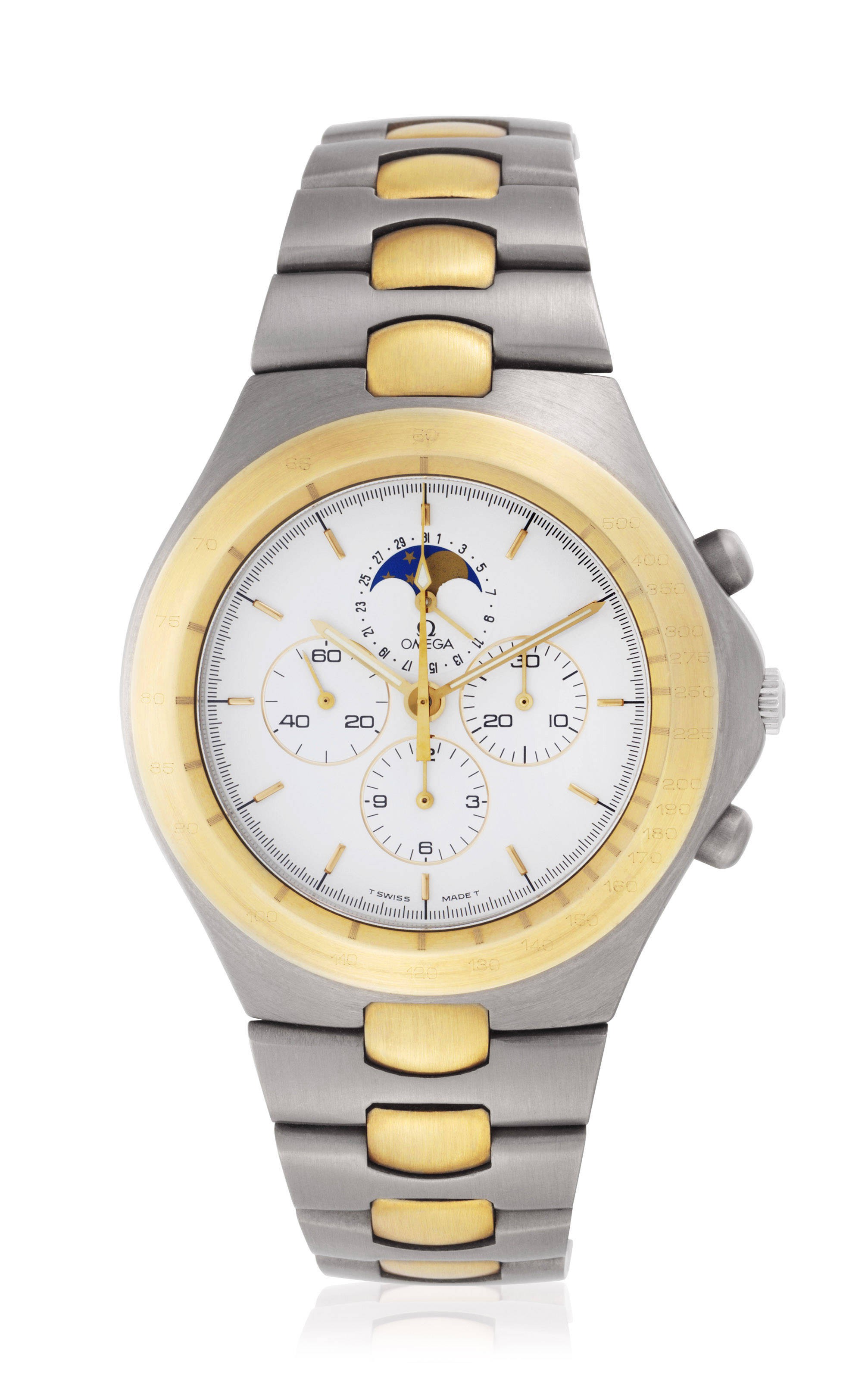 OMEGA. TWO-TONE SPEEDMASTER MARK V MOONPHASE, REF. TA 345.0810 ...