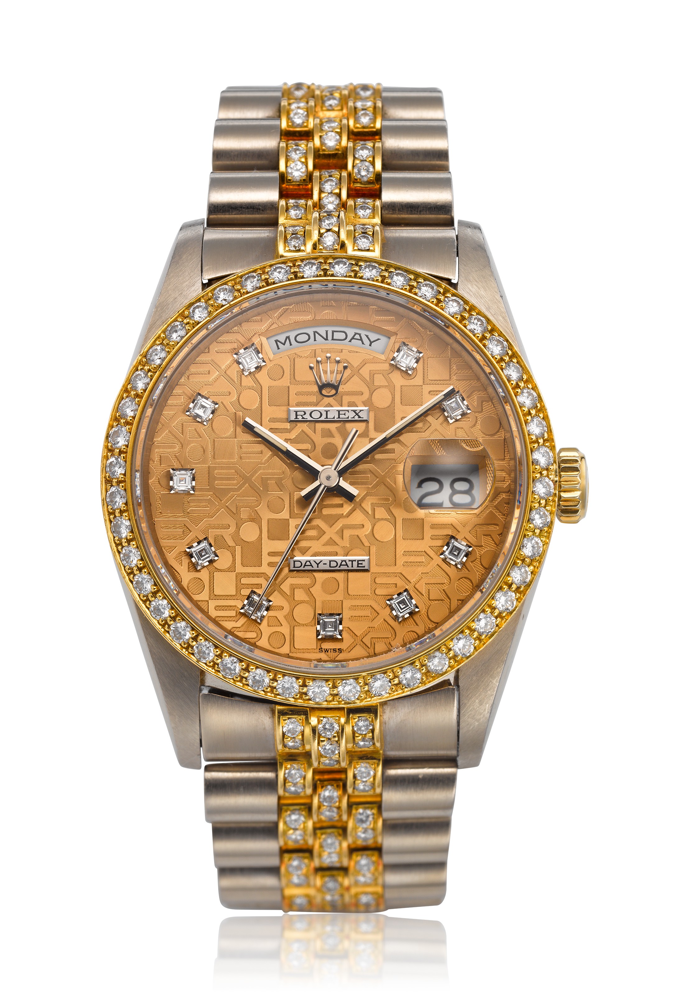ROLEX, 18K TWO-TONE AND DIAMOND DAY-DATE, REF. 18349, | Christie’s