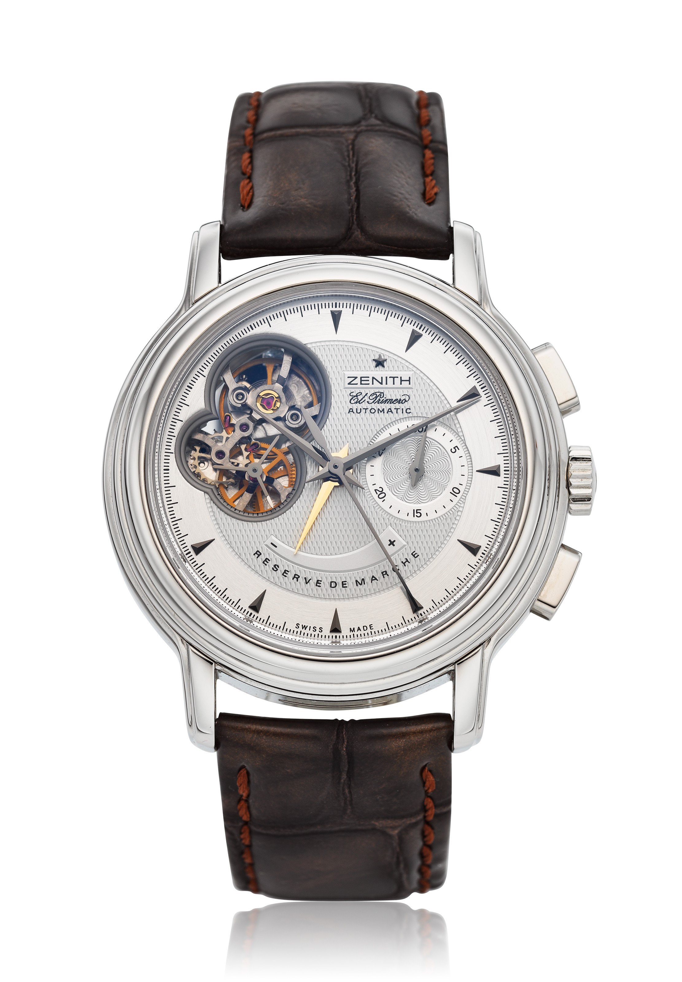 ZENITH, A STAINLESS-STEEL CHRONOGRAPH WRISTWATCH WITH POWER RESERVE ...
