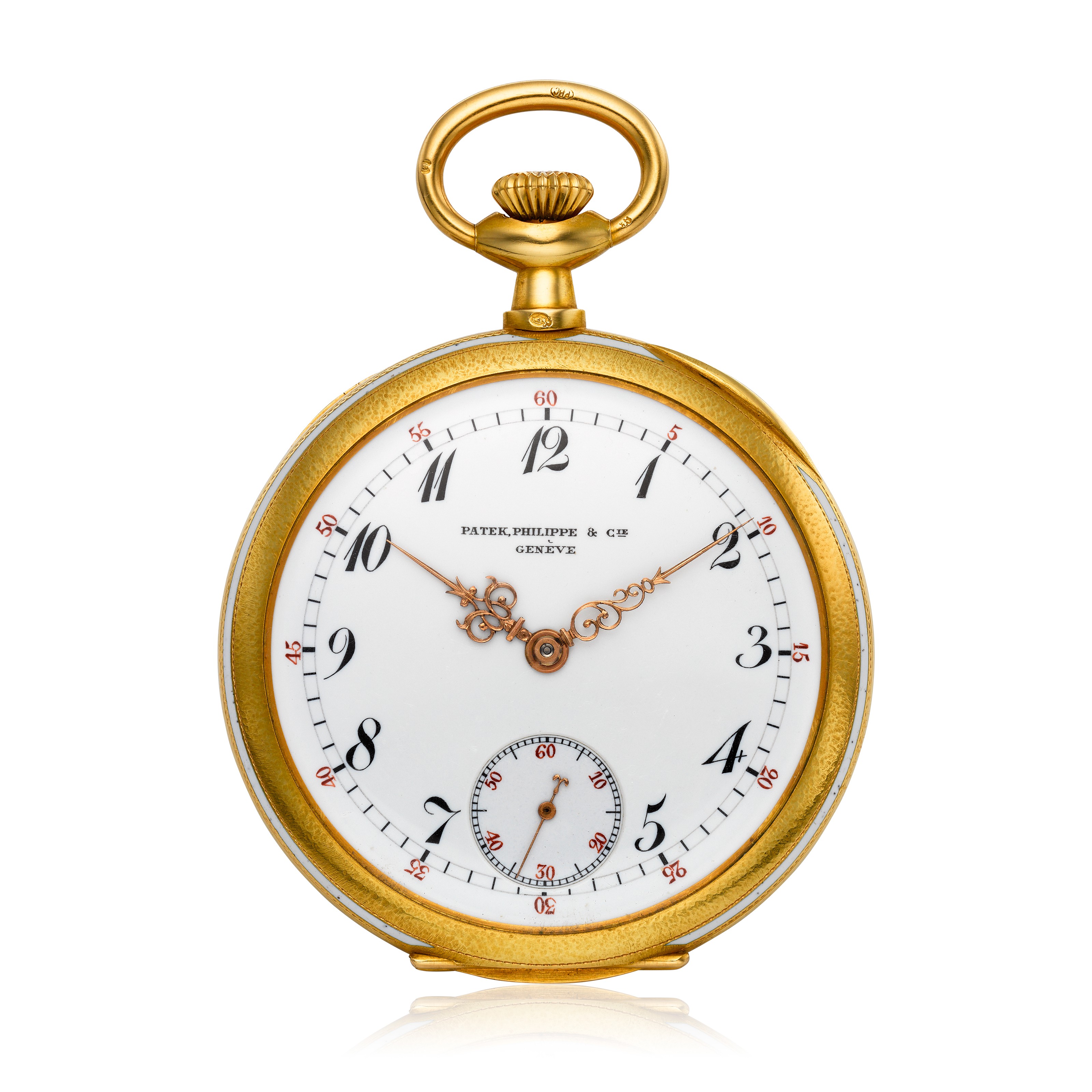 PATEK PHILIPPE, 18K WITH DECORATIVE CASE BACK AND ENAMEL DETAILS OPEN ...
