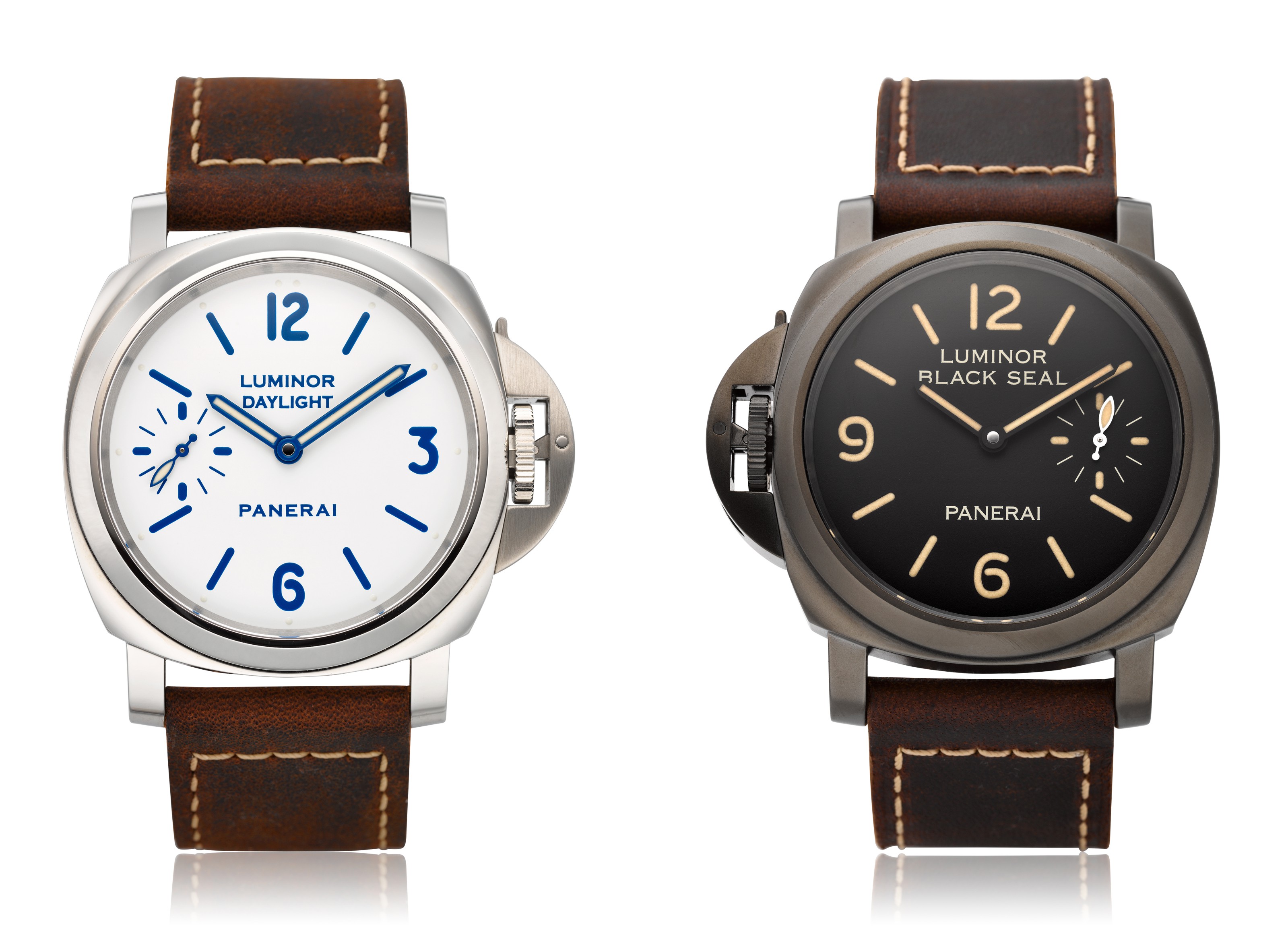PANERAI. A RARE SPECIAL EDITION SET OF DLC-COATED STAINLESS STEEL LEFT ...