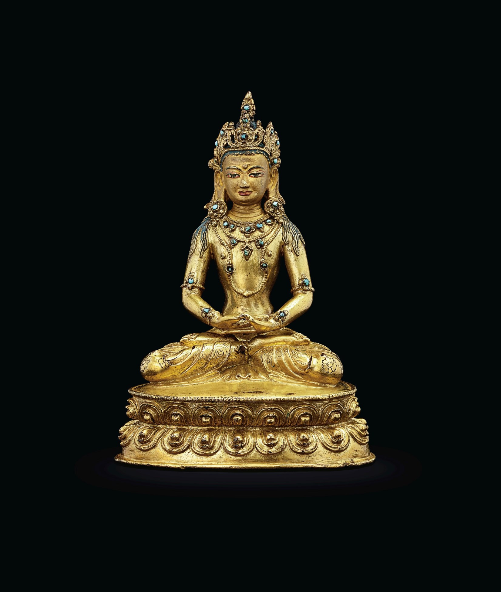 A GILT-BRONZE FIGURE OF AMITAYUS, TIBET, 15TH-16TH CENTURY | Christie's