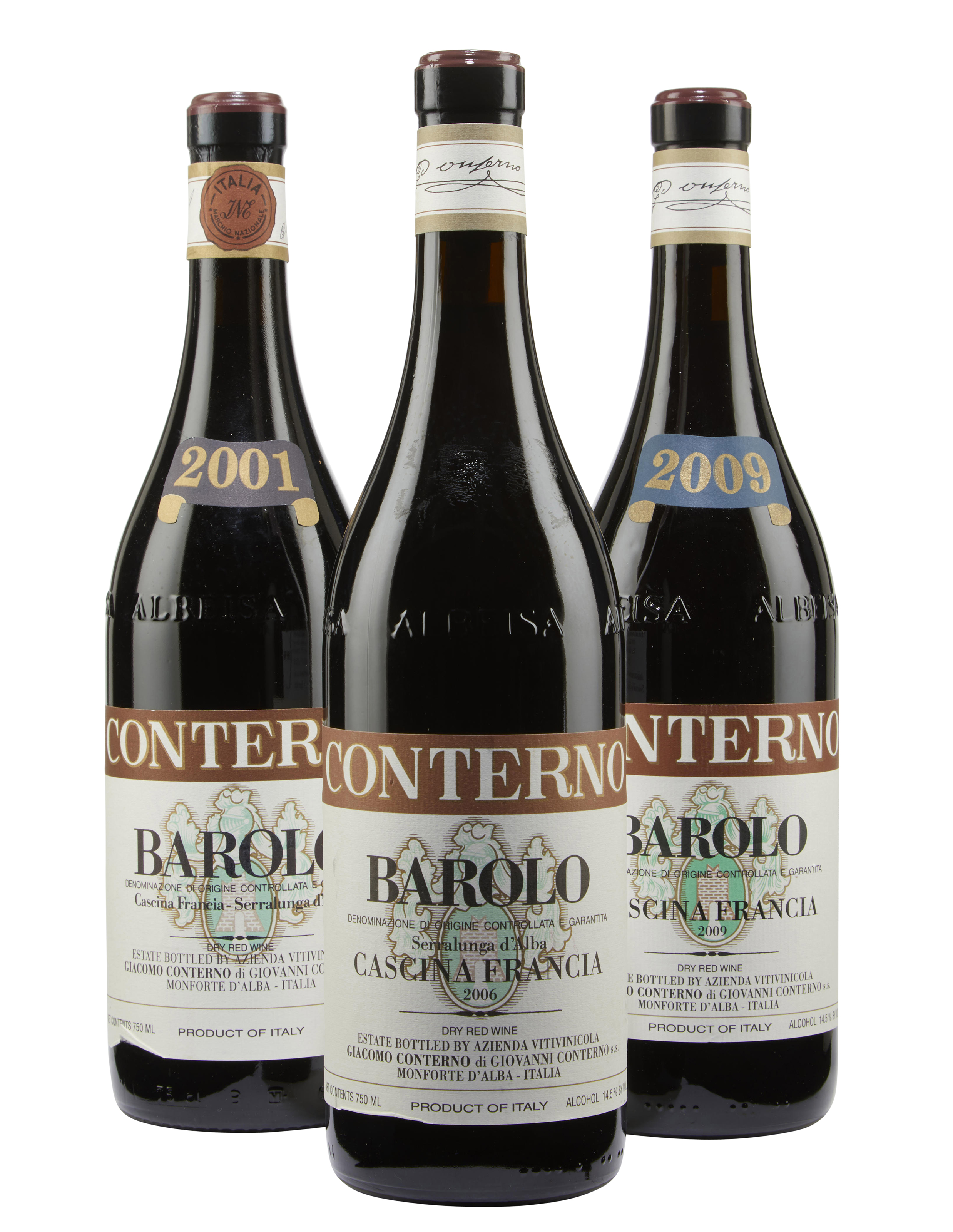 Giacomo Conterno, Barolo, Cascina Francia 2001, 2006, and 2009 ...
