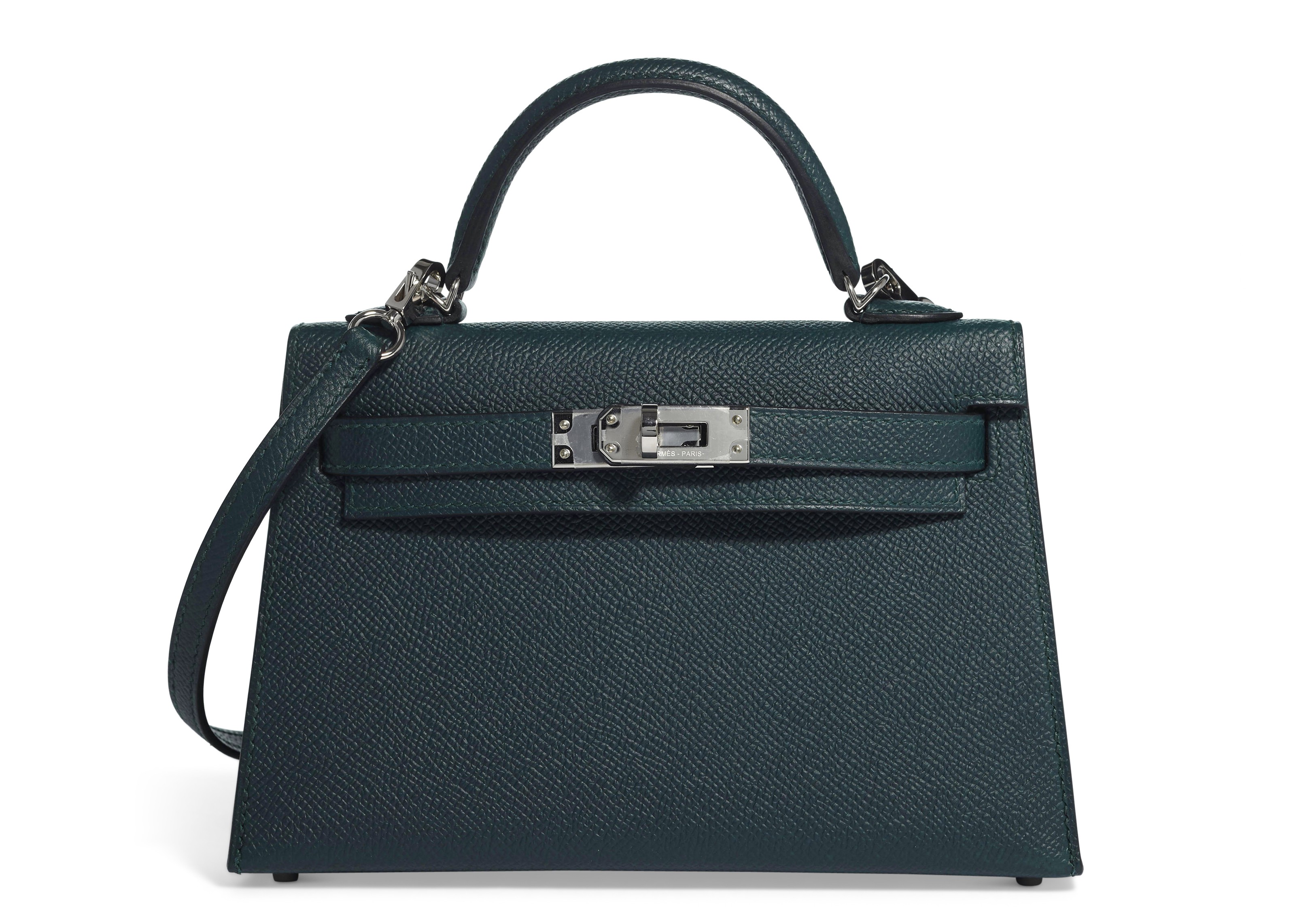 A VERT CYPRÈS EPSOM LEATHER MINI KELLY 20 II WITH PALLADIUM HARDWARE ...