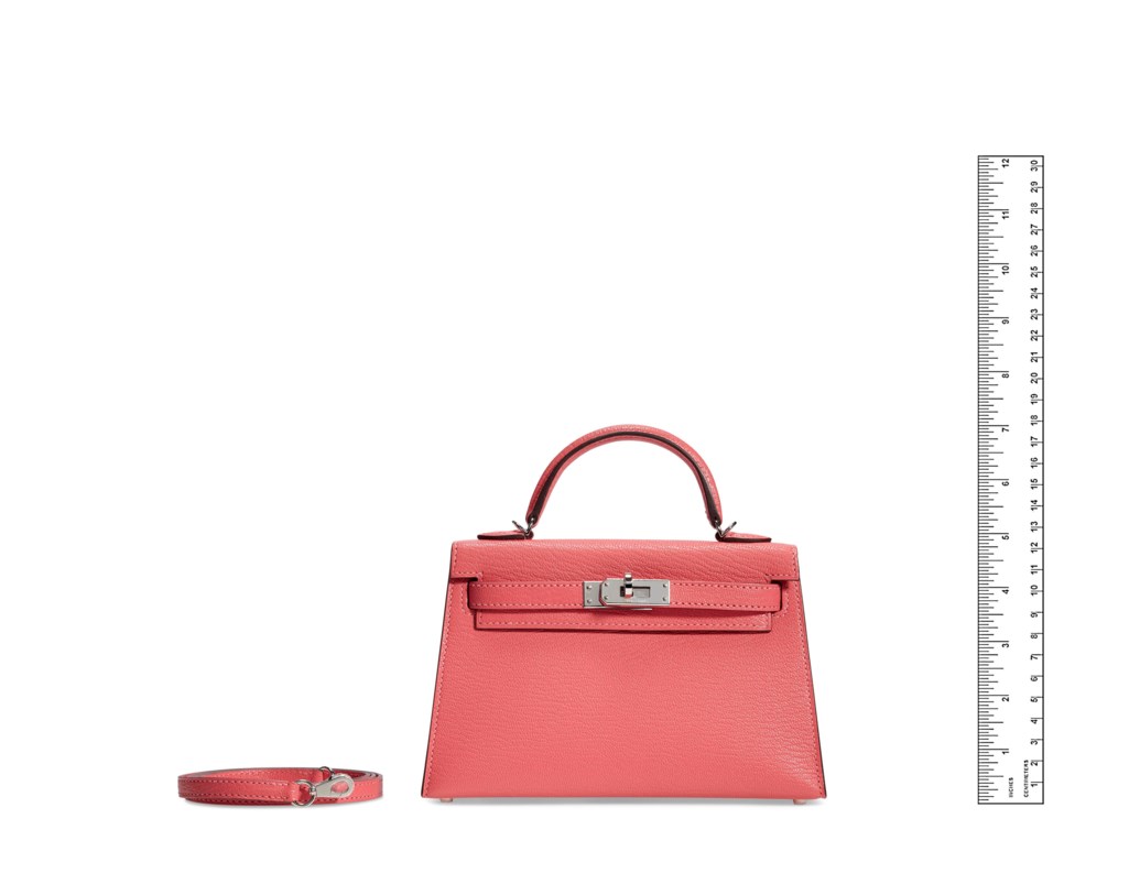 A ROSE LIPSTICK CHEVRE LEATHER MINI KELLY 20 II WITH PALLADIUM HARDWARE ...