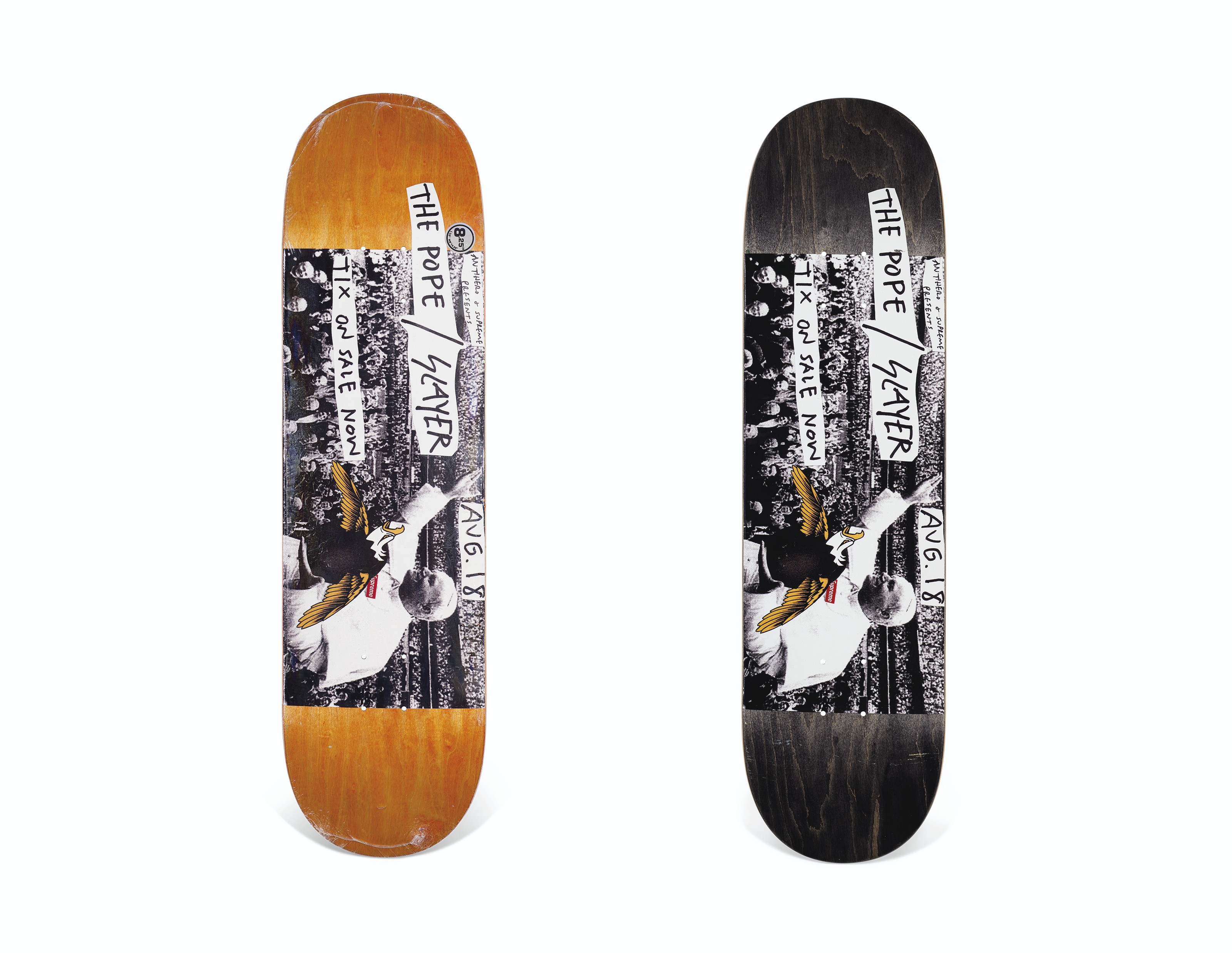 A SET OF TWO ANTIHERO POPE SKATEBOARDS, SUPREME, 2016 | Christie’s