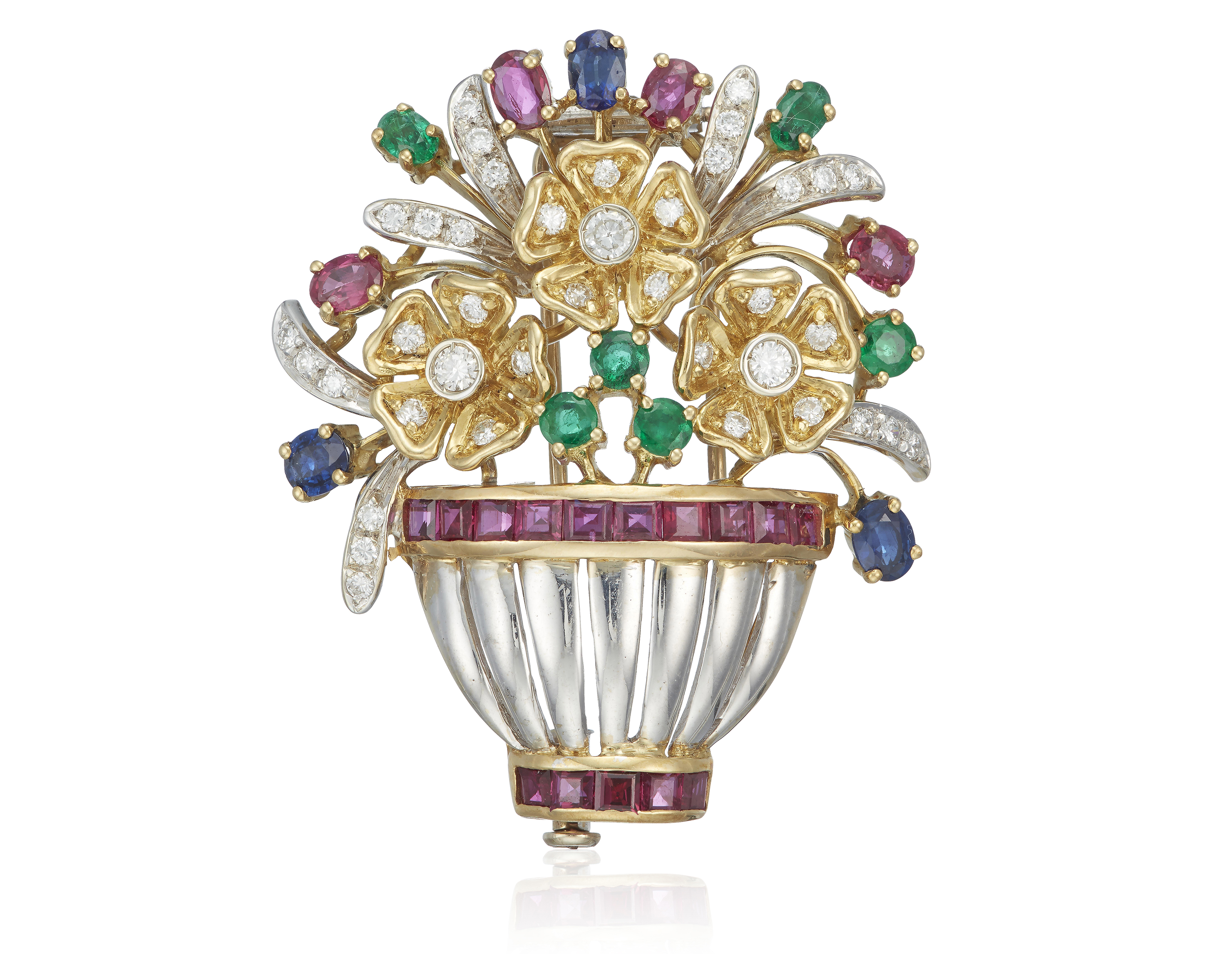 DIAMOND AND MULTI-GEM BROOCH, | Christie’s